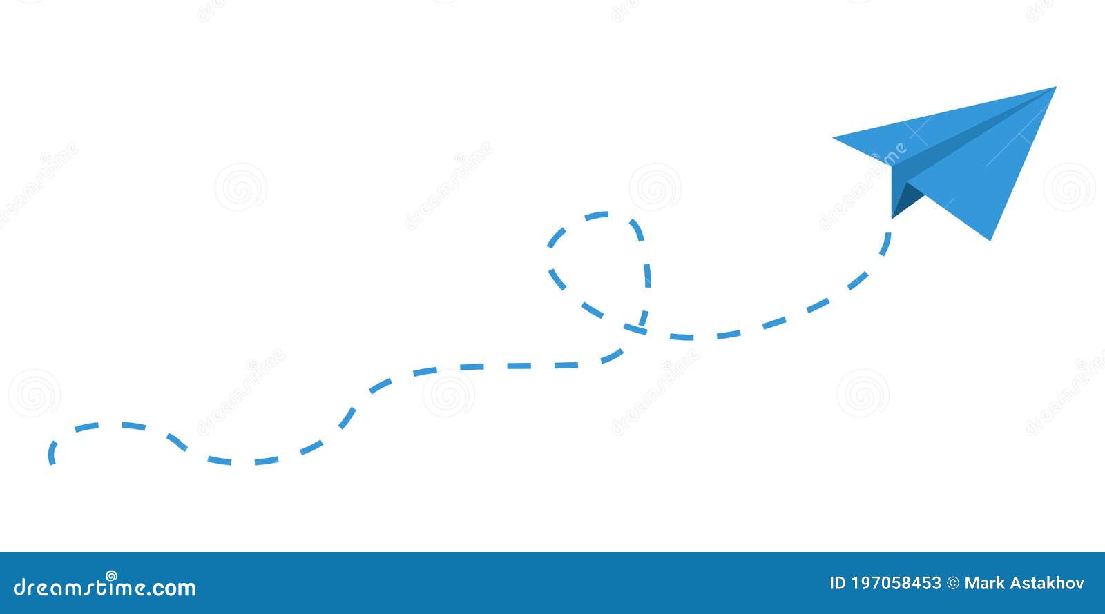 Paper Airplane Flying. Vector Isolated Paper Blue Plane Fly on White ...