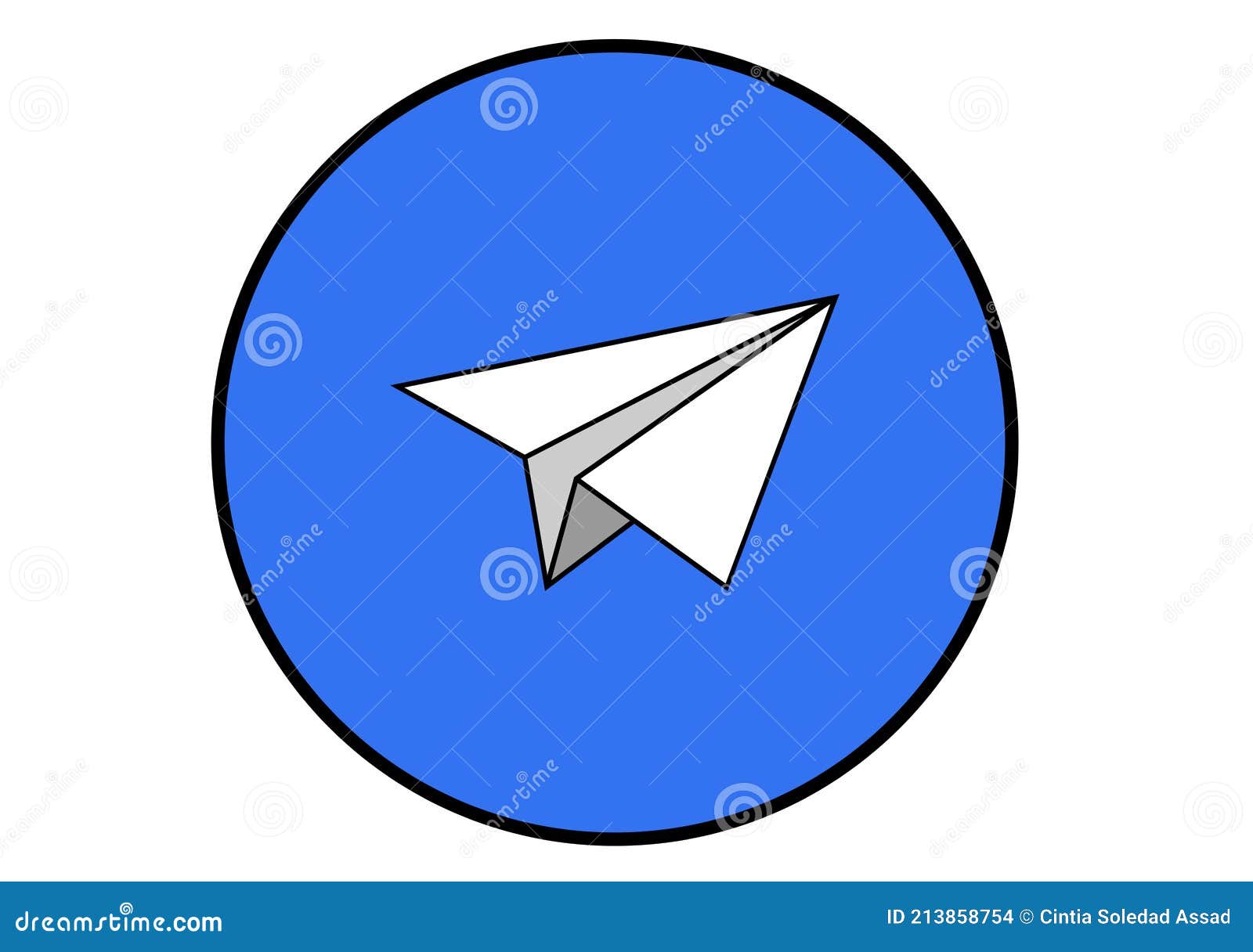 PAPER AIRPLANE ICON with BLUE BACKGROUND Stock Illustration ...