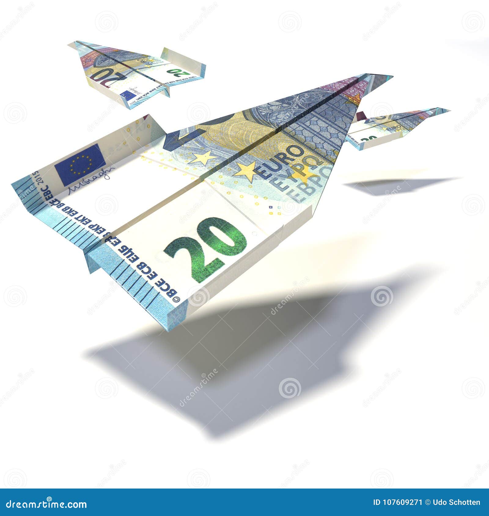 Paper Airplane Made of a 20 Euro Bill Stock Illustration - Illustration ...