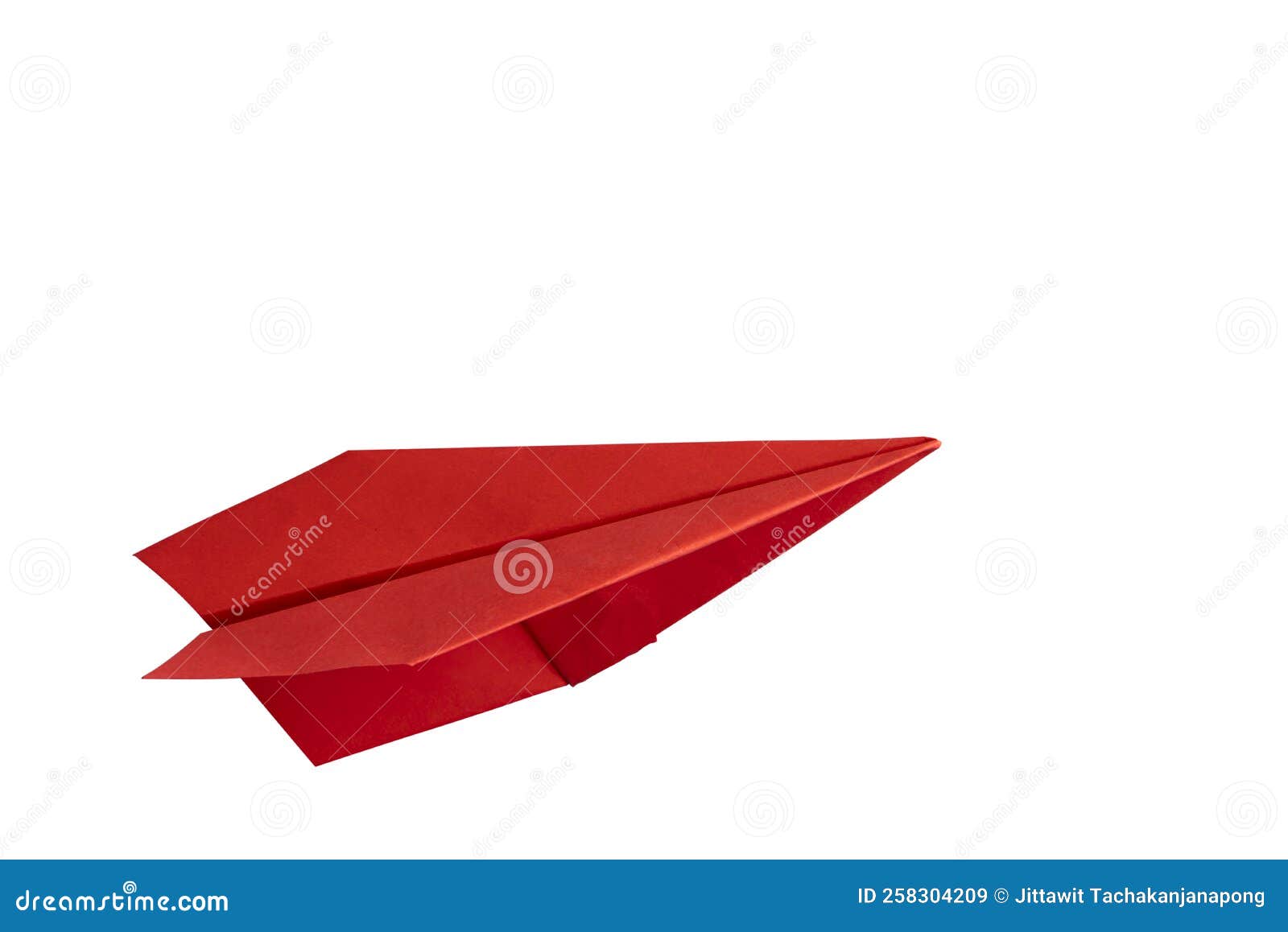 Paper Airplane. Red Paper Plane on White Background, Top View Stock ...