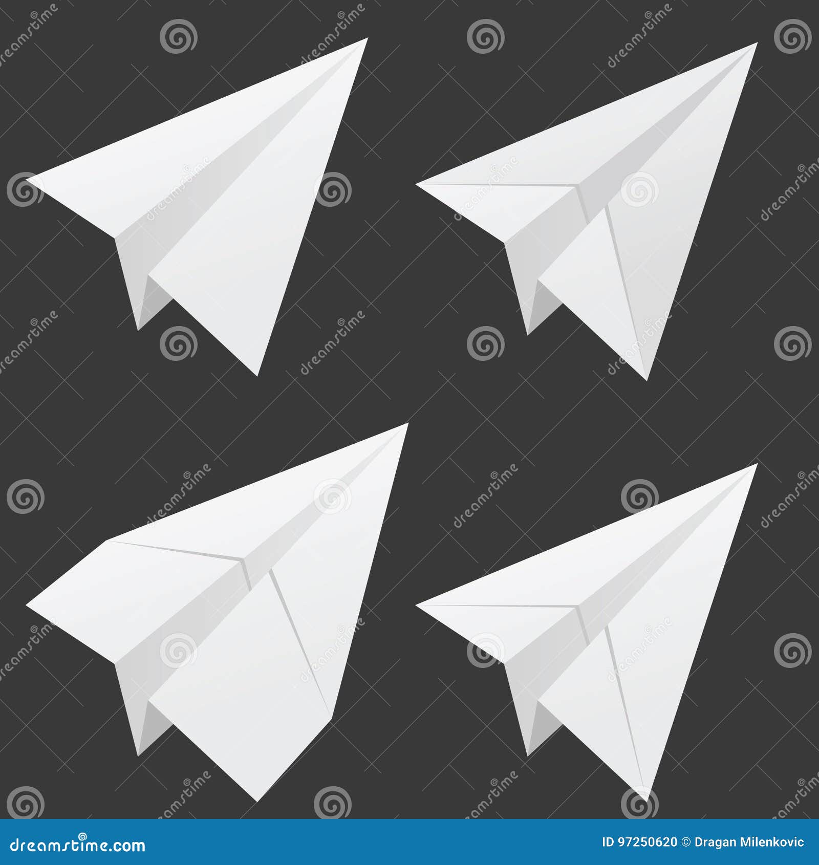 Paper Airplane Set in White Illustration Stock Vector - Illustration of ...