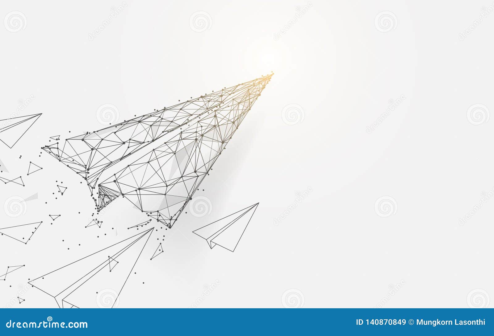 Paper Airplanes Flying from Lines, Triangles and Particle Style Design ...