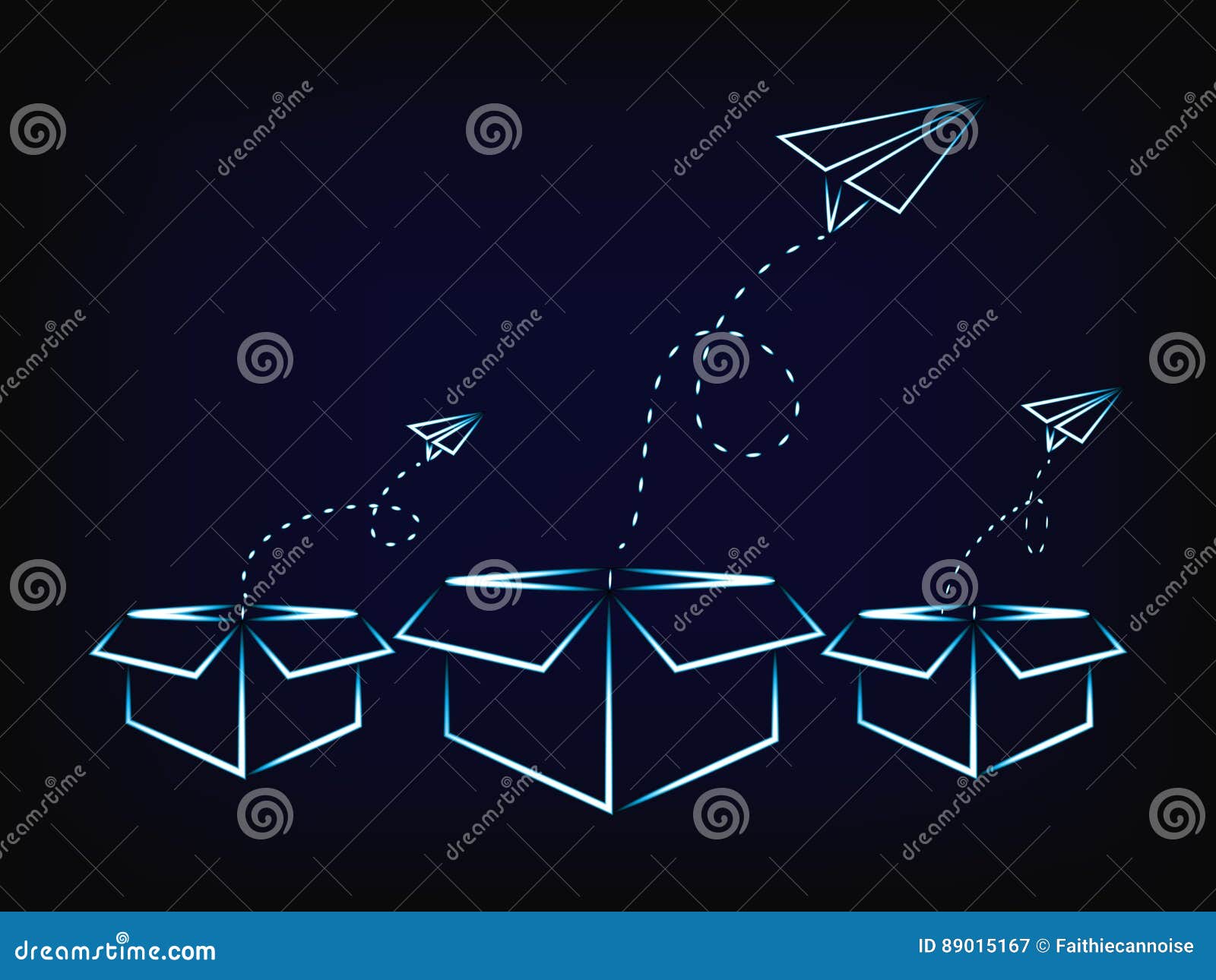 Paper Airplanes Flying Out of Boxes Stock Vector - Illustration of ...