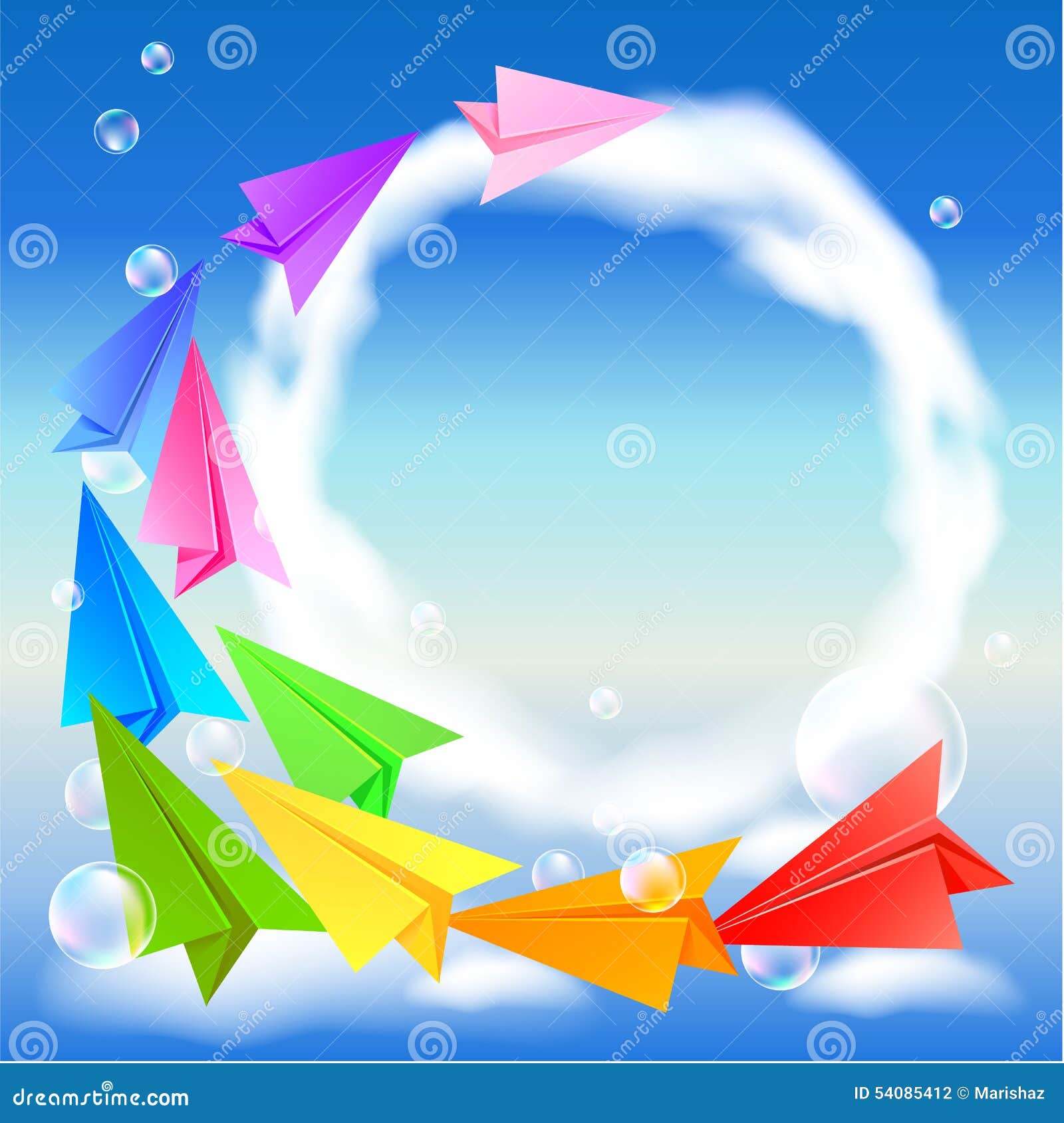 Paper Airplanes Flying in the Sky Stock Vector - Illustration of heaven ...
