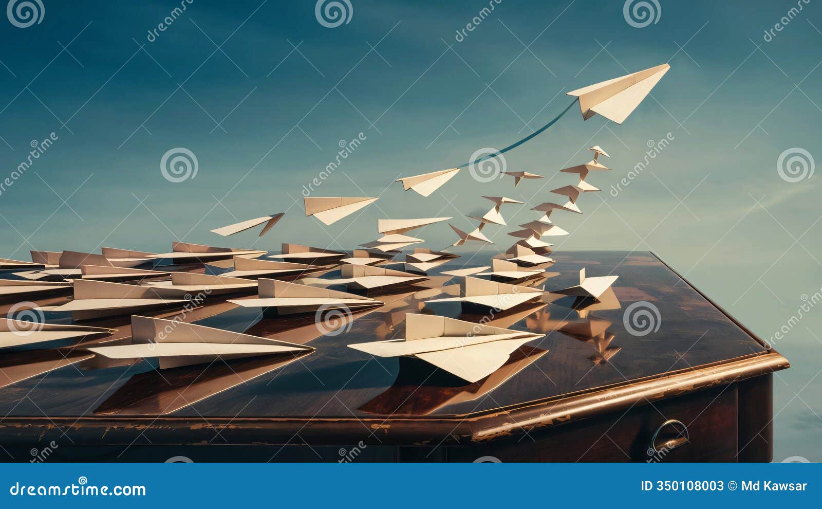 Paper Airplanes Taking Flight, Success, High Quality Image Stock ...