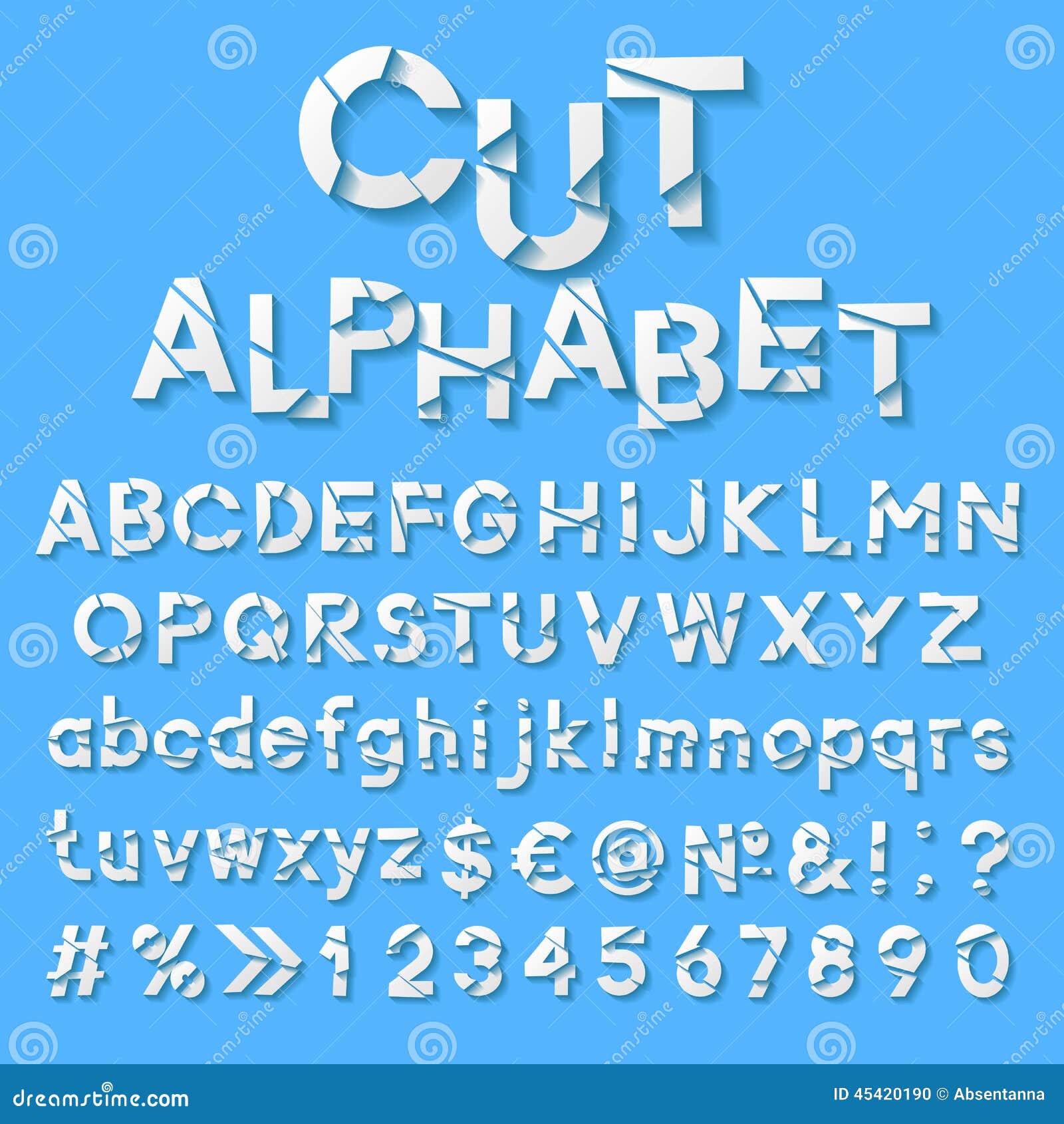 Paper Alphabet with Cut Letters Stock Vector - Illustration of blue ...