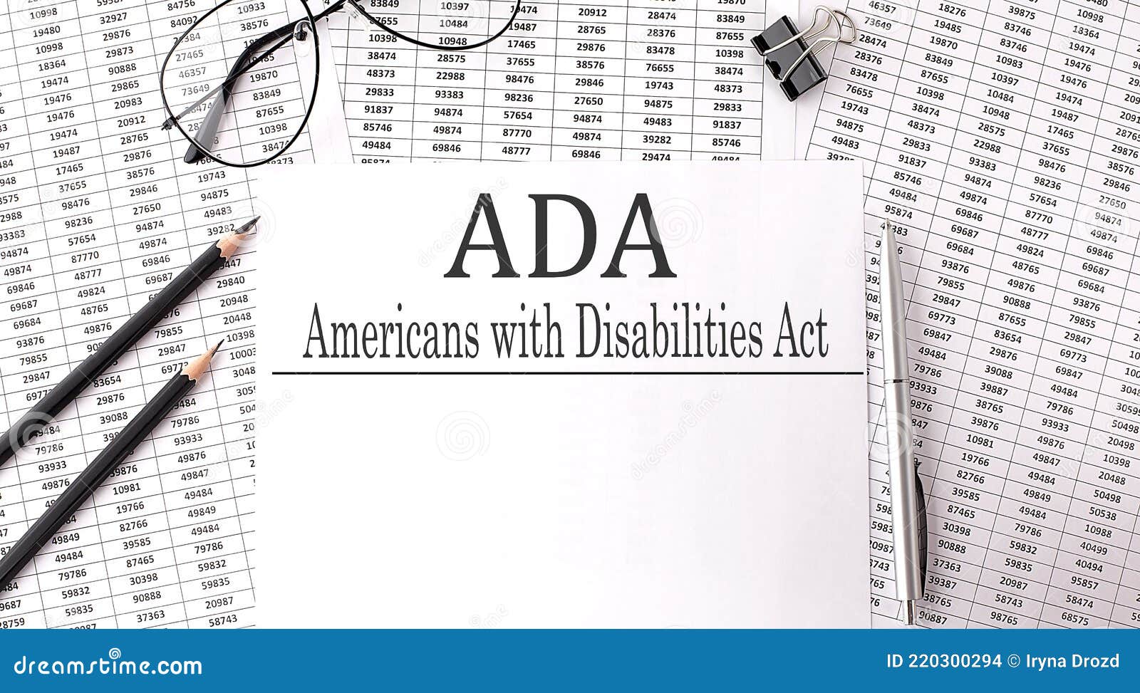 Paper with Americans with Disabilities Act ADA on a Table Stock Photo ...