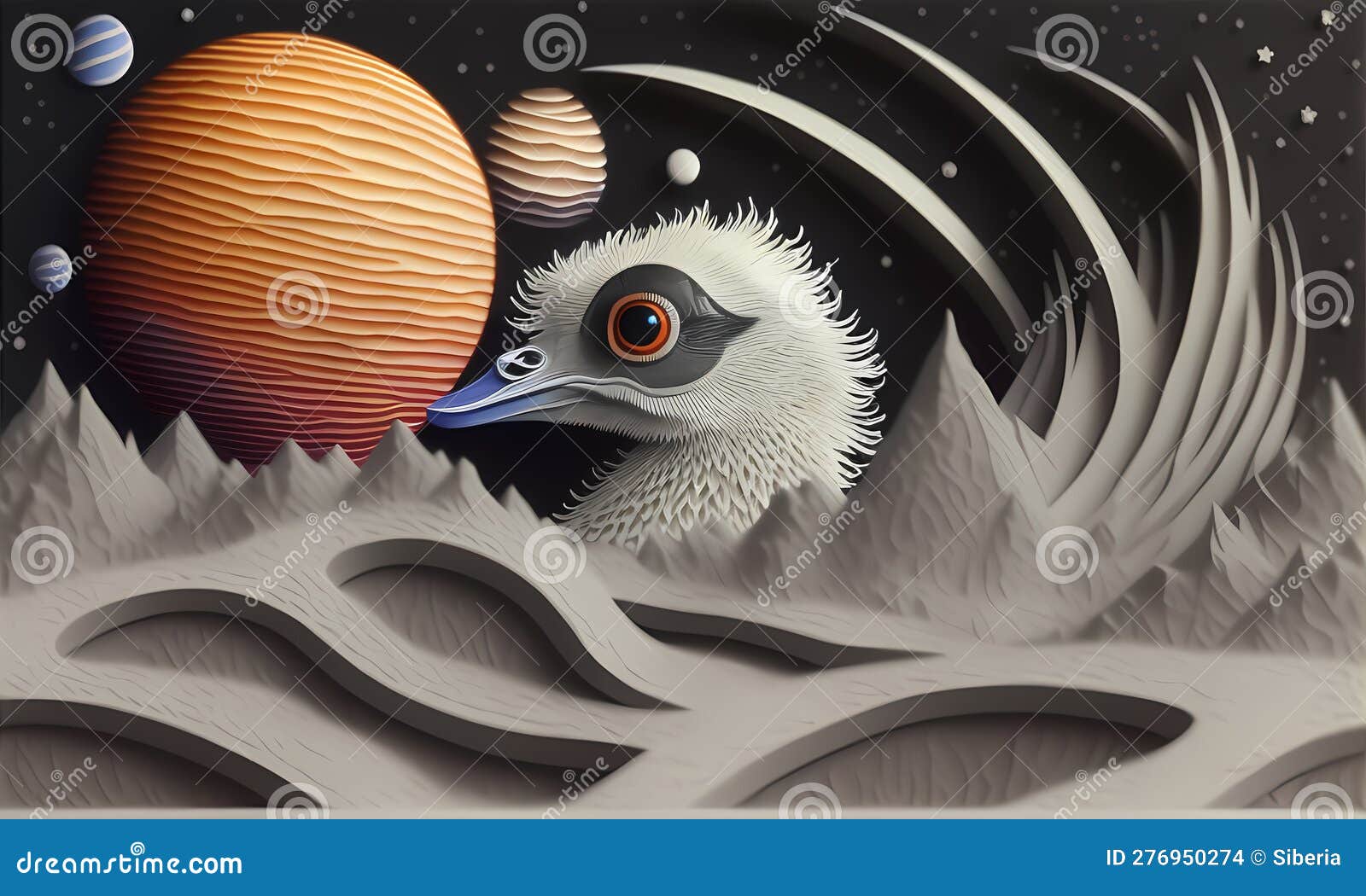 Paper Application of a Bird in an Alien Outer Space. Created with the ...
