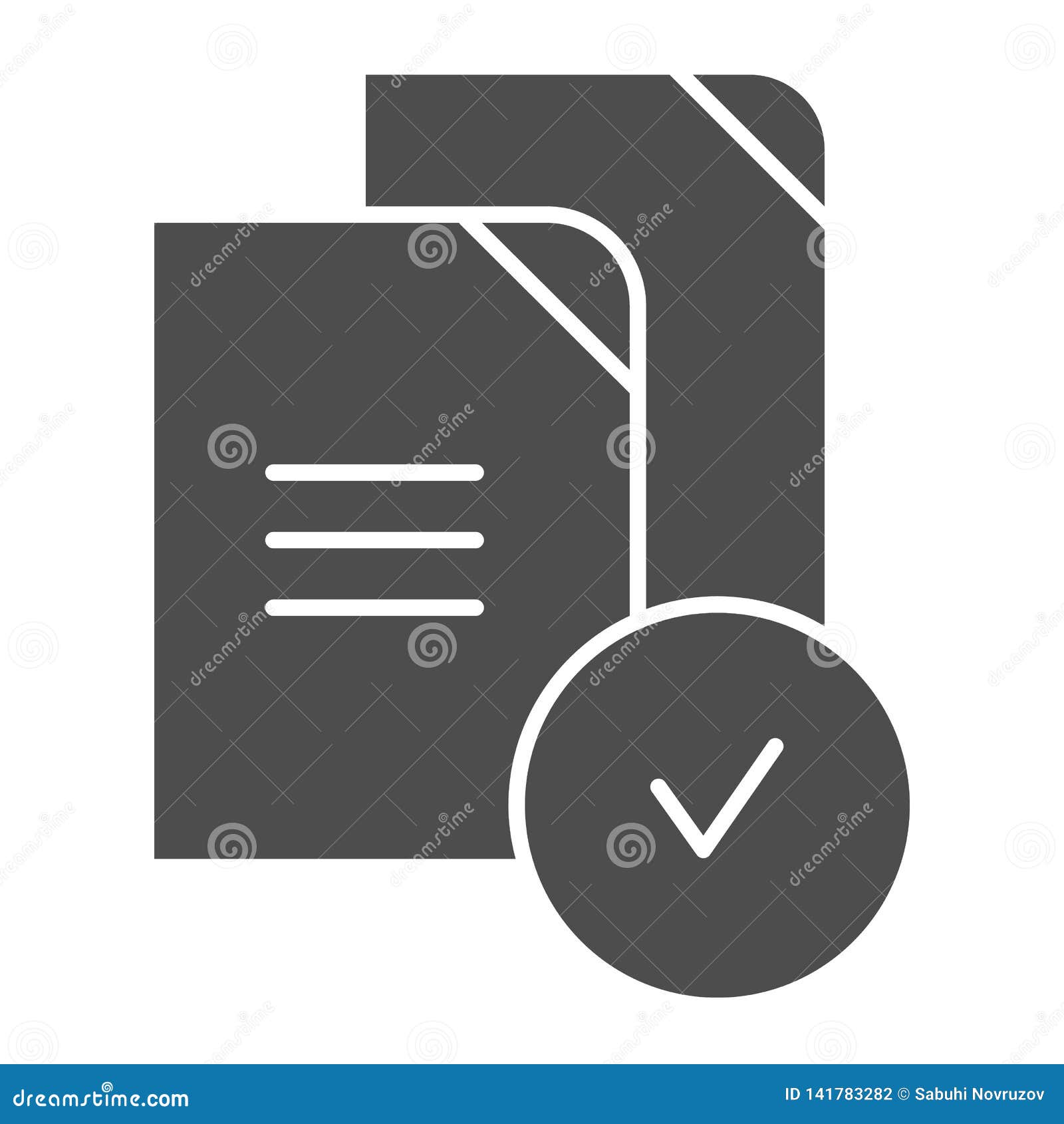Paper Approved Solid Icon. Verified Documents Vector Illustration ...