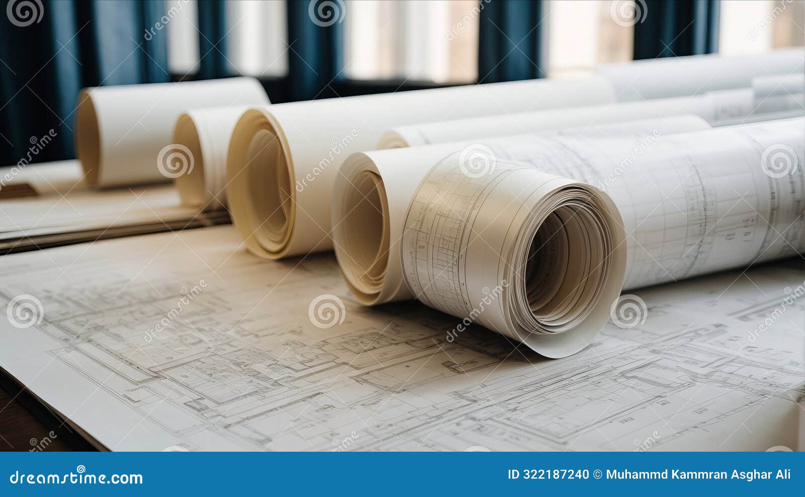 Paper Architectural Drawings and Blueprint Stock Illustration ...