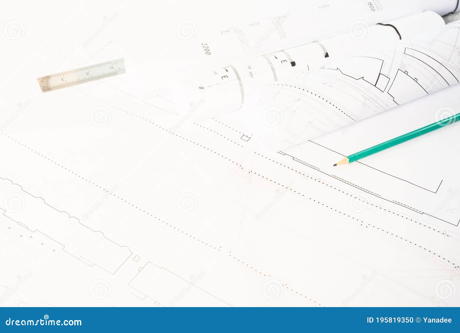 Paper Architectural Drawings and Blueprint, Interior Design Plans and ...
