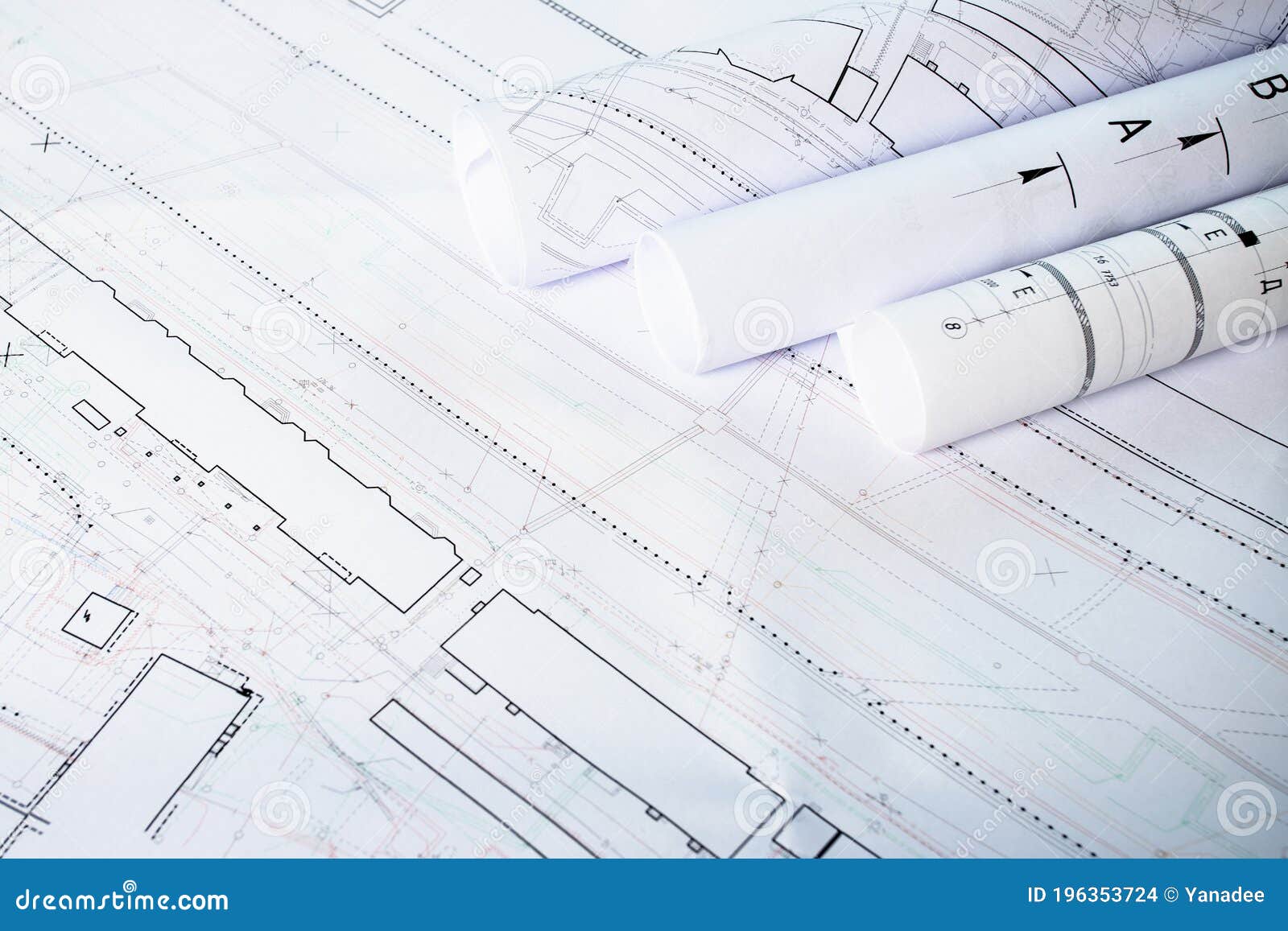 Paper Architectural Drawings and Blueprint, Interior Design Plans and ...