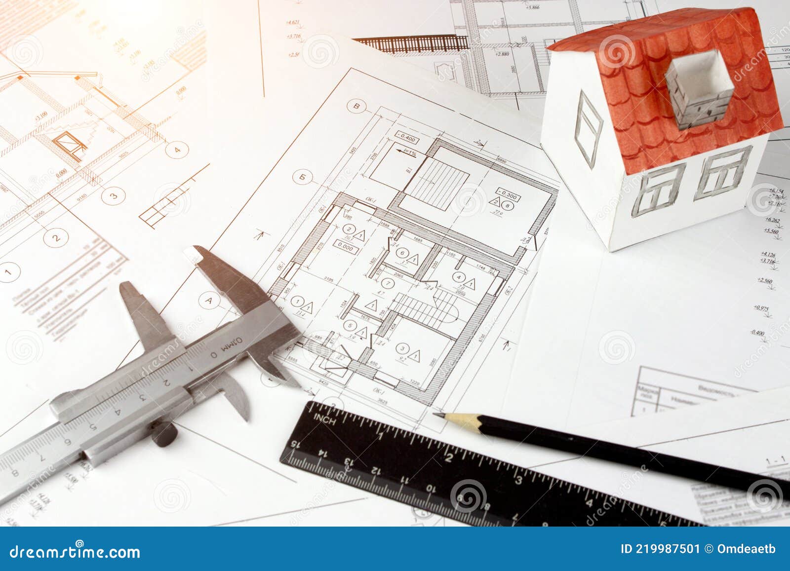 Paper Architectural Drawings and Blueprint, Interior Design Plans and ...