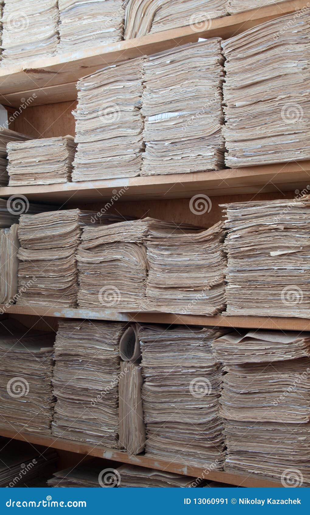 Paper archive of documents stock image. Image of information - 13060991