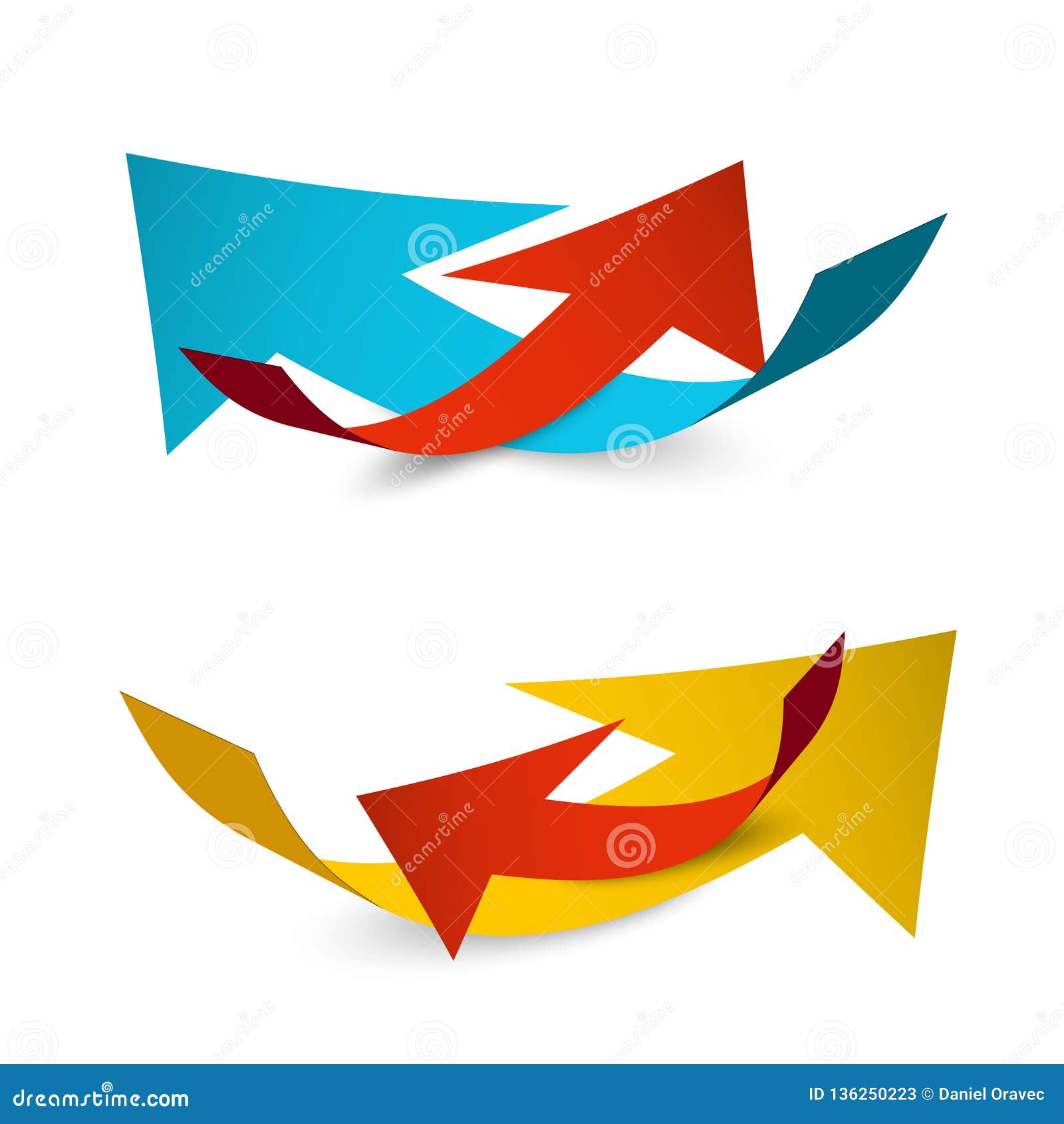 Paper Arrows Isolated on White Background. Stock Vector - Illustration ...