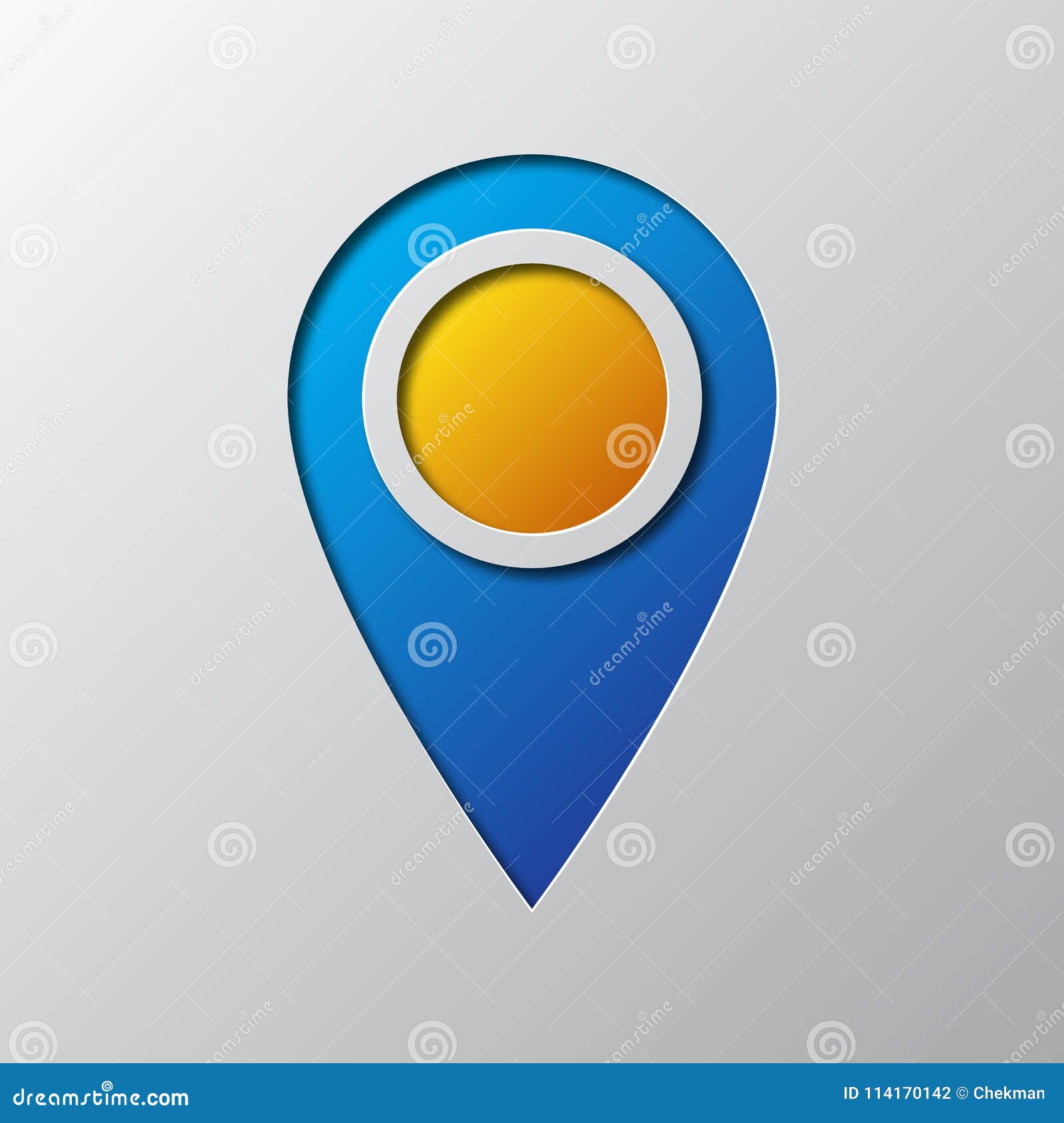 Paper Art of Blue Map Pointer. Vector Illustration Stock Illustration ...