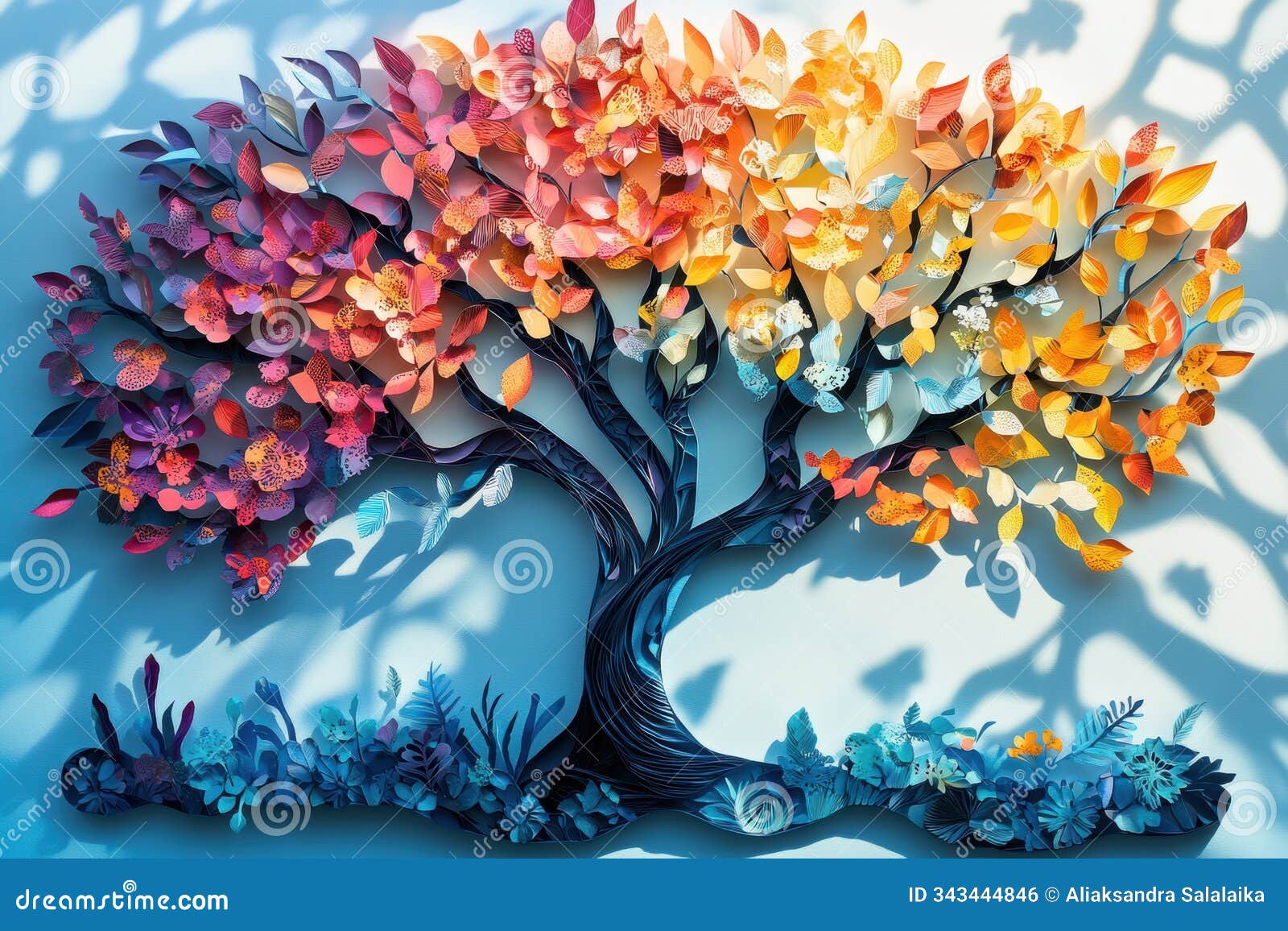 Paper Art Forest, Paper Cut Layers Create a Colorful Tree Canopy ...