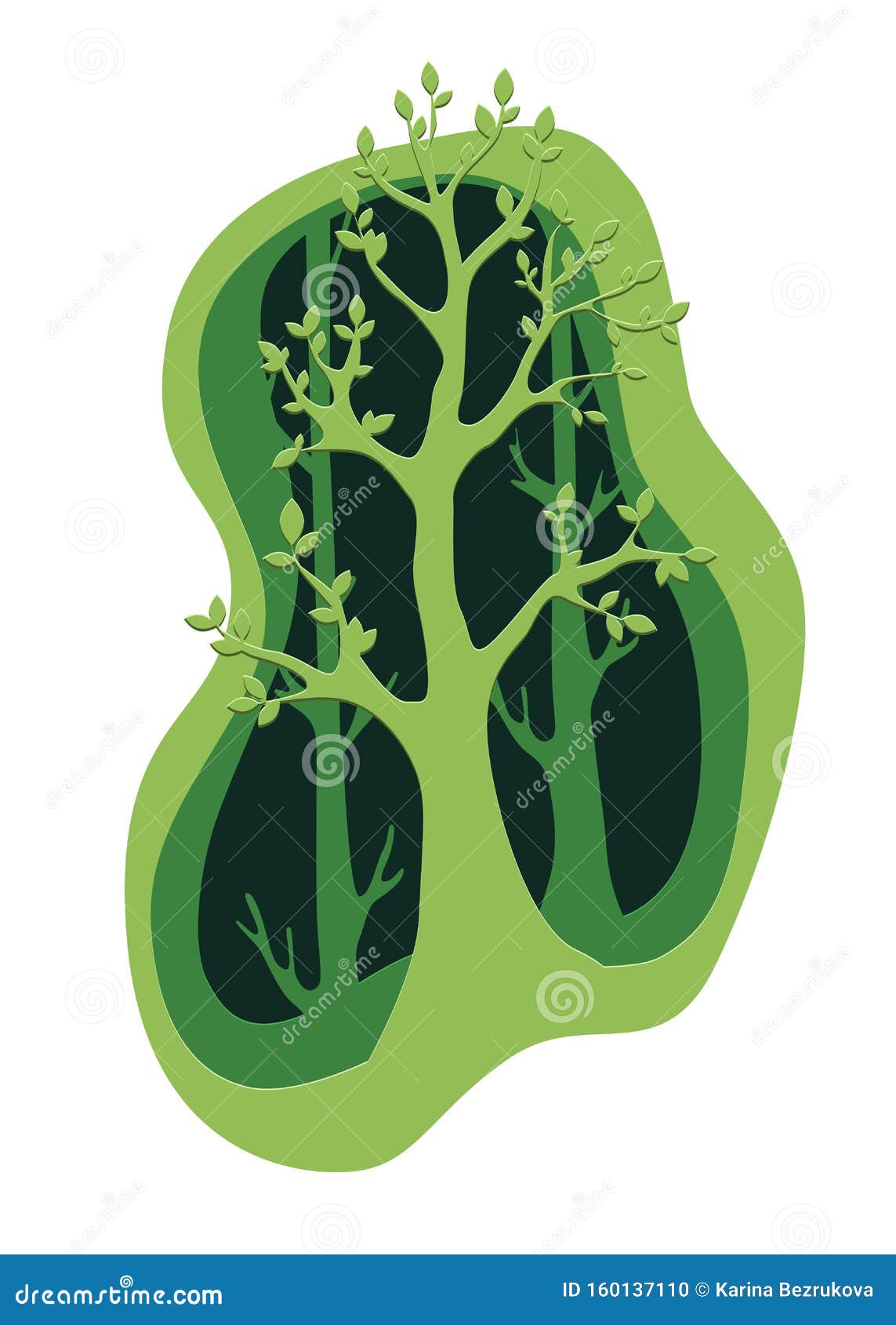 Paper Art Forest. Paper Cut Style Vector Illustration Stock ...