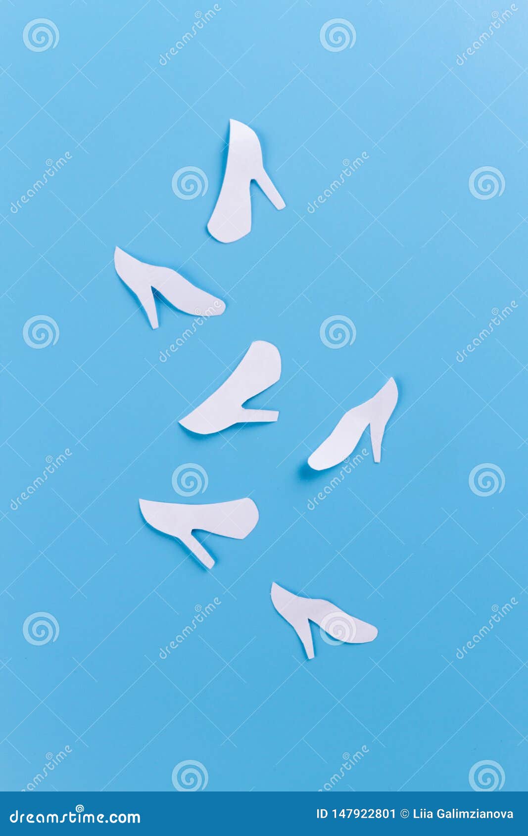 Paper Art of Shoes on Blue Background Stock Image - Image of boot ...