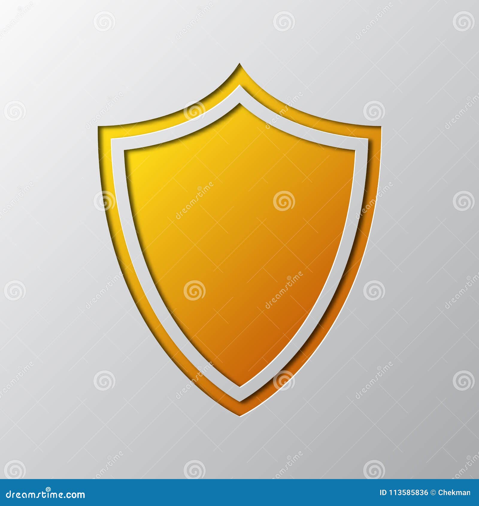 Paper Art of the Yellow Shield. Vector Illustration. Stock Illustration ...