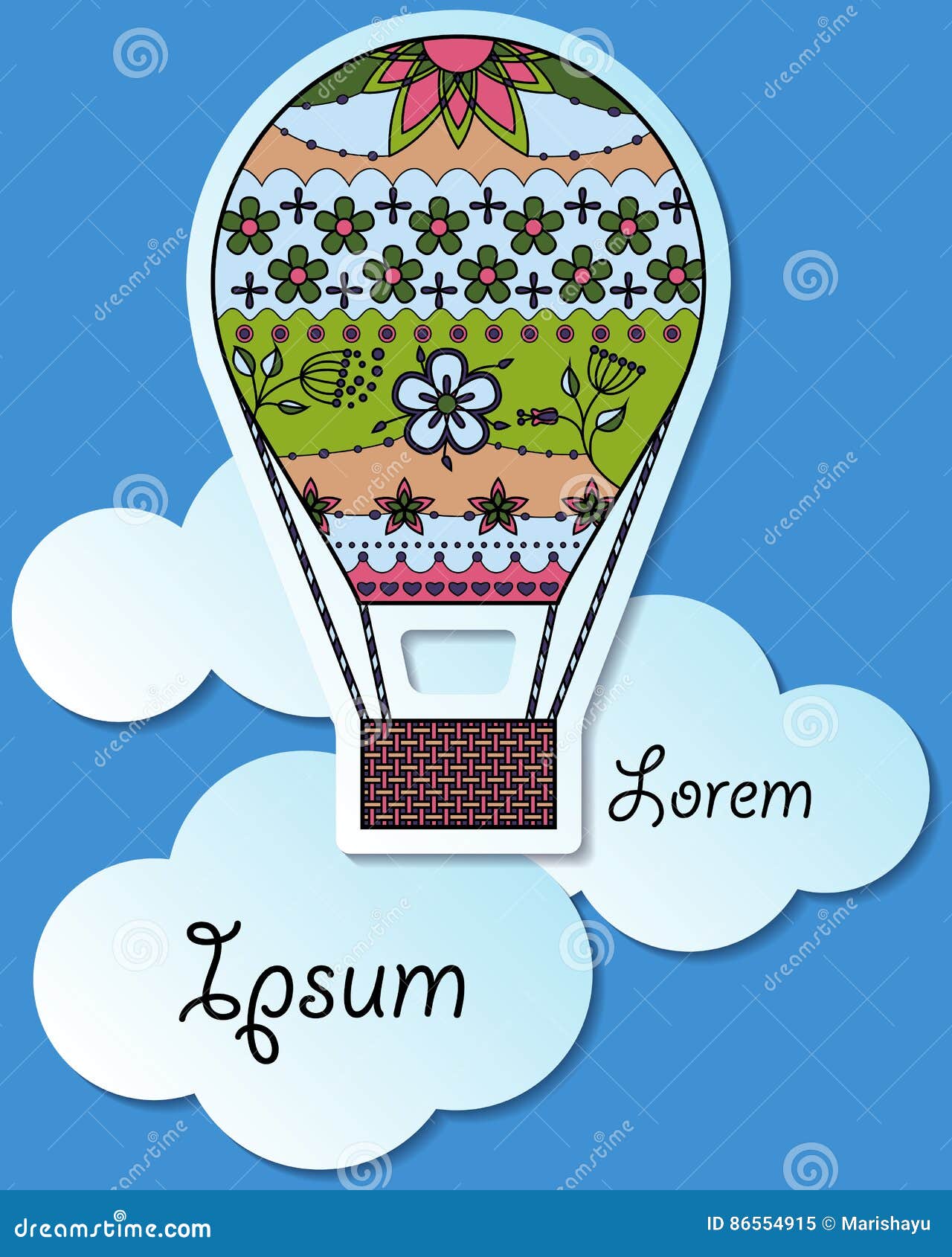 Paper Background with Air Balloon Stock Vector - Illustration of ...