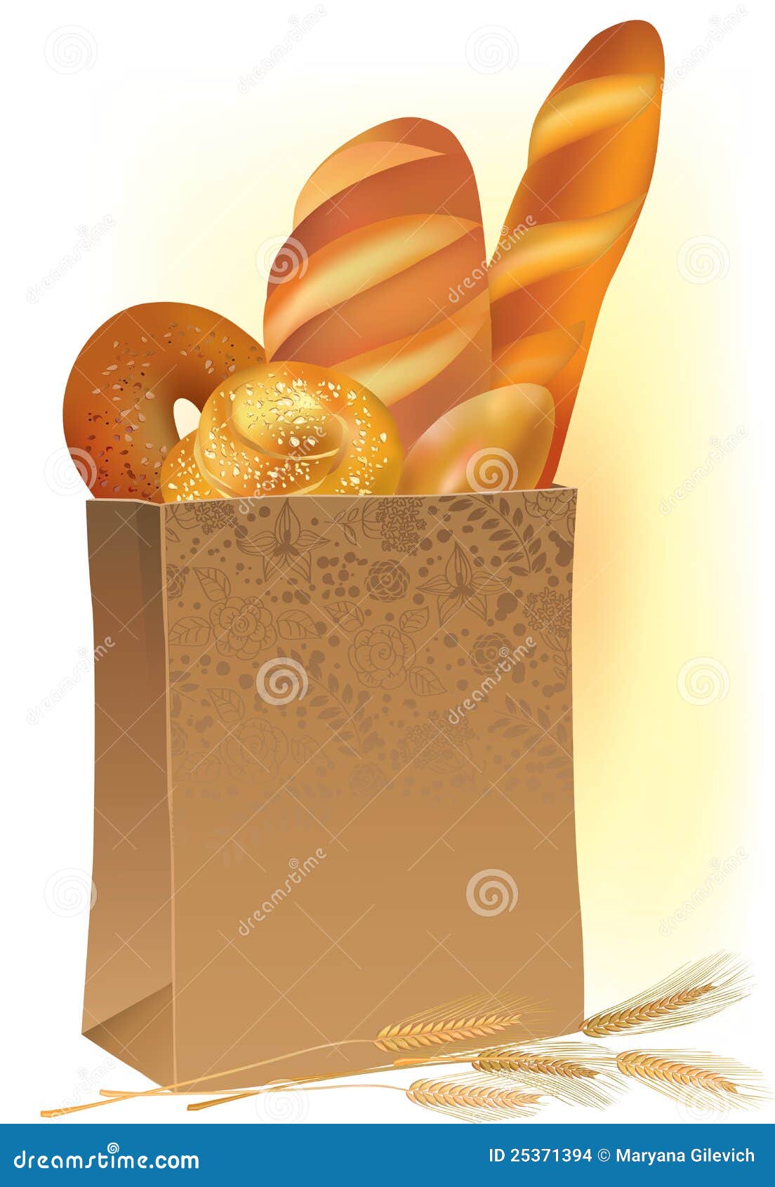 Paper bag with bread stock vector. Illustration of candy - 25371394