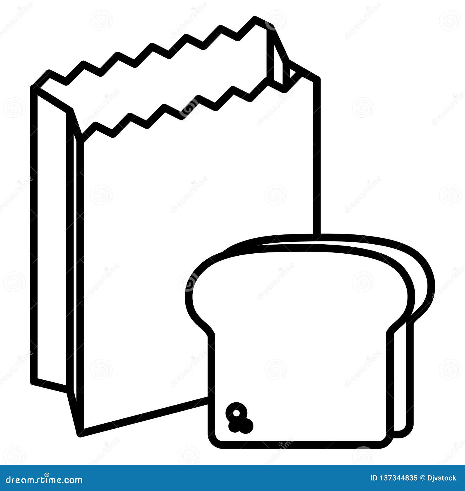 Paper bag and bread design stock vector. Illustration of cooking ...
