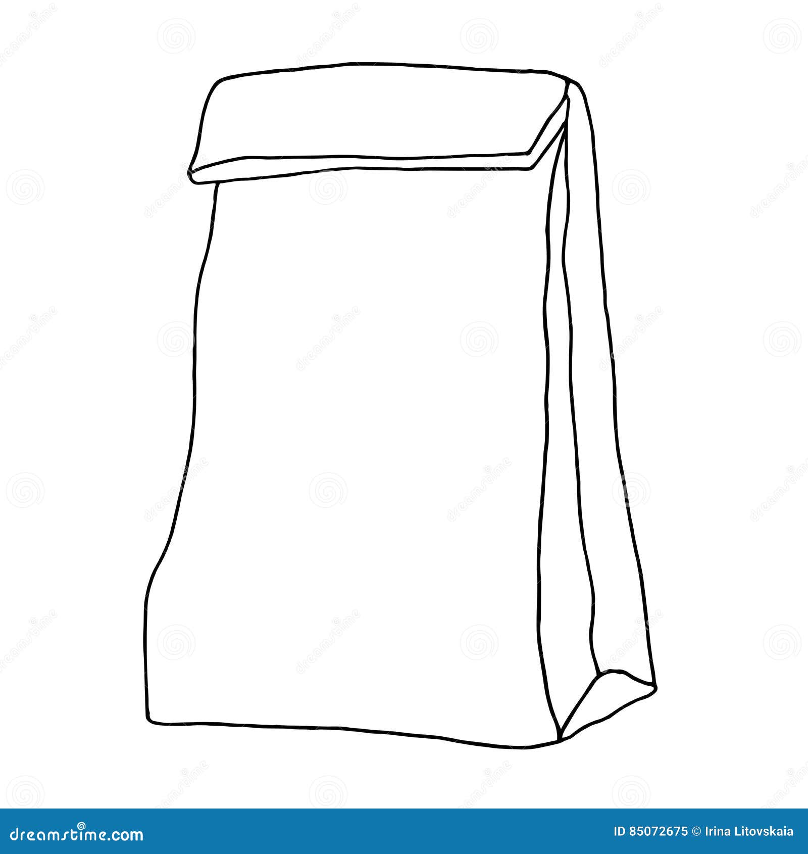 Paper Bag. Container. Hand Drawn Graphic Illustration. Isolated Stock ...