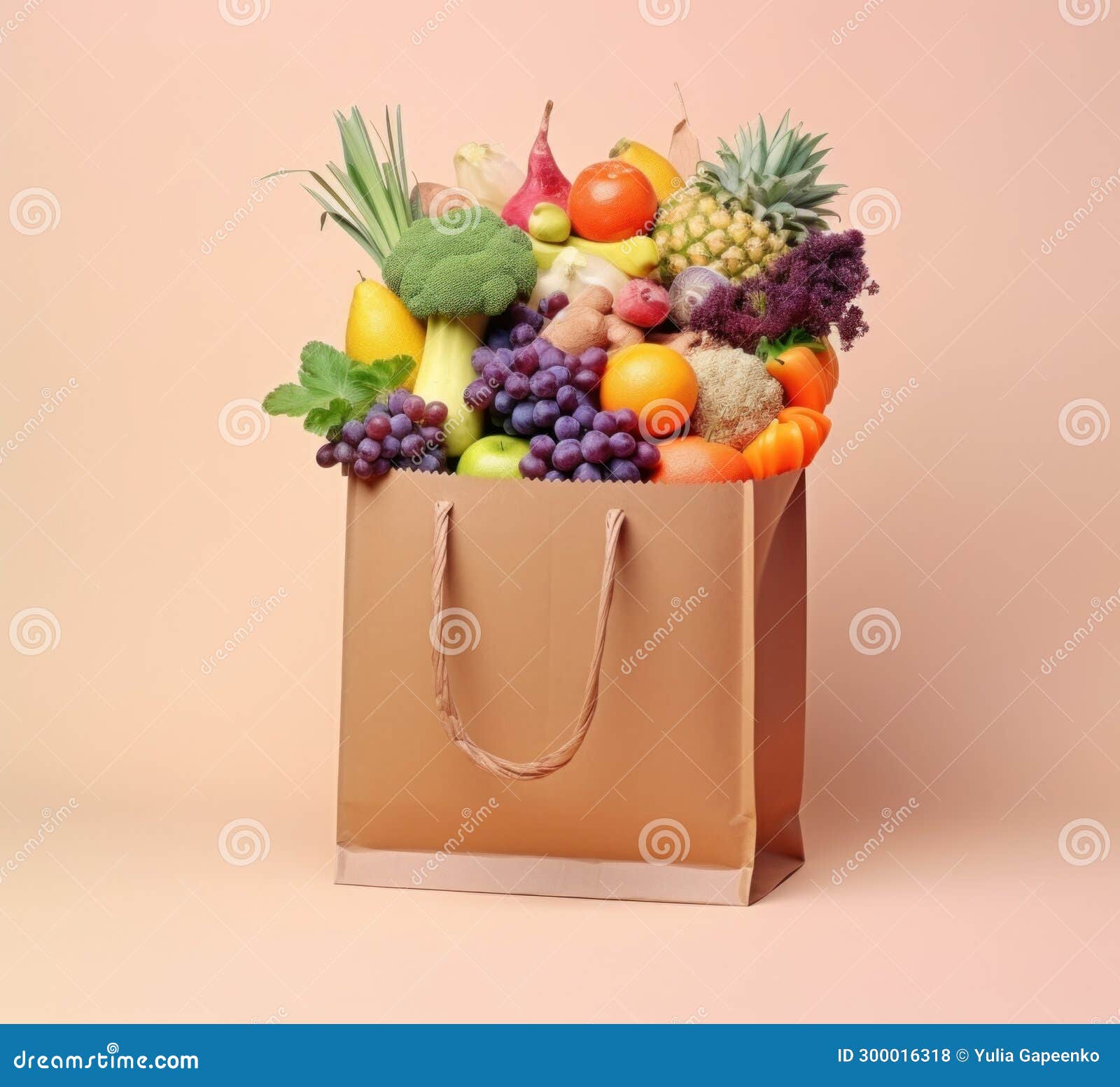 A Paper Bag Containing Fruit and Vegetables Stock Photo - Image of ...