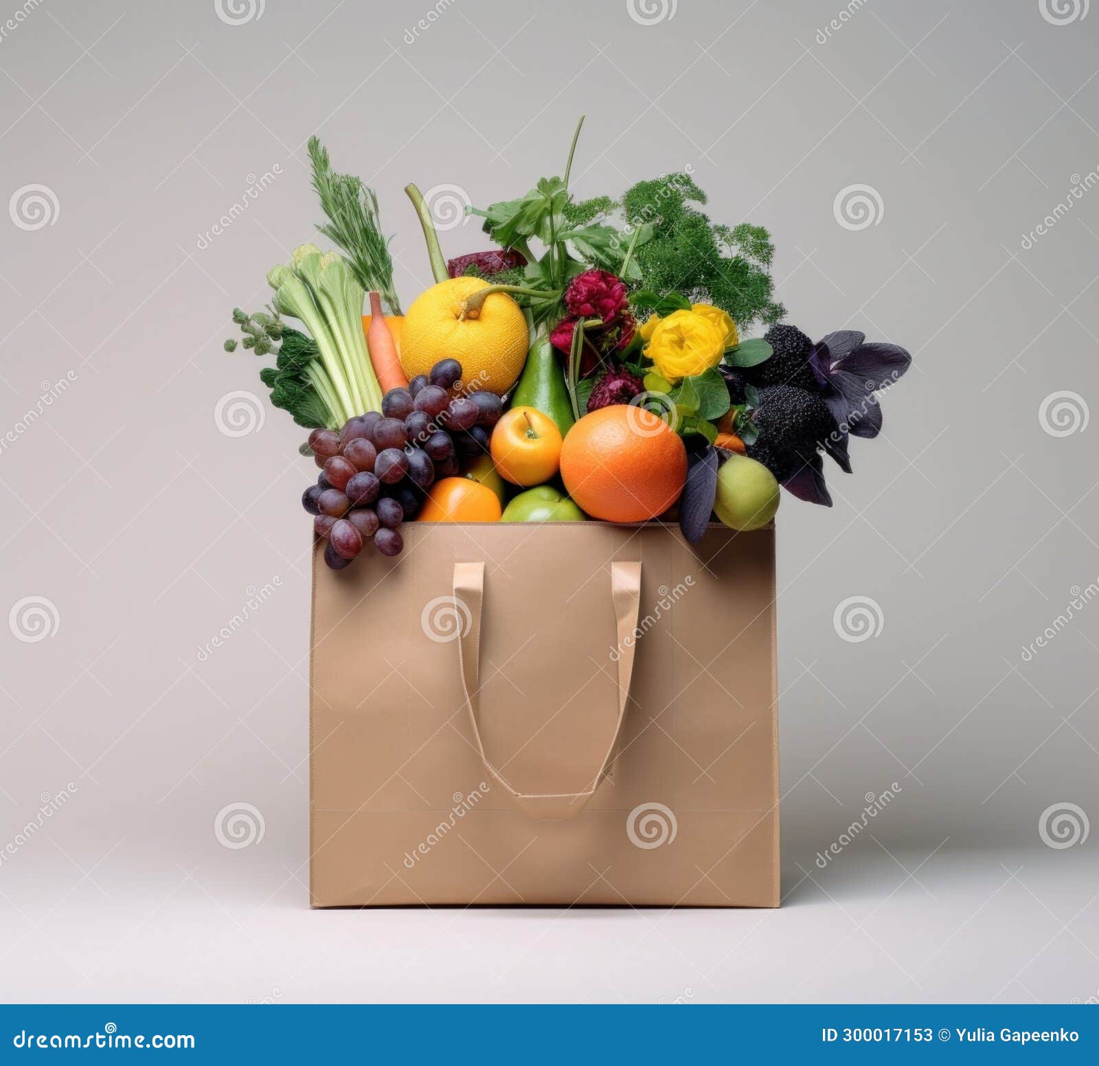 A Paper Bag Containing Fruit and Vegetables Stock Image - Image of food ...