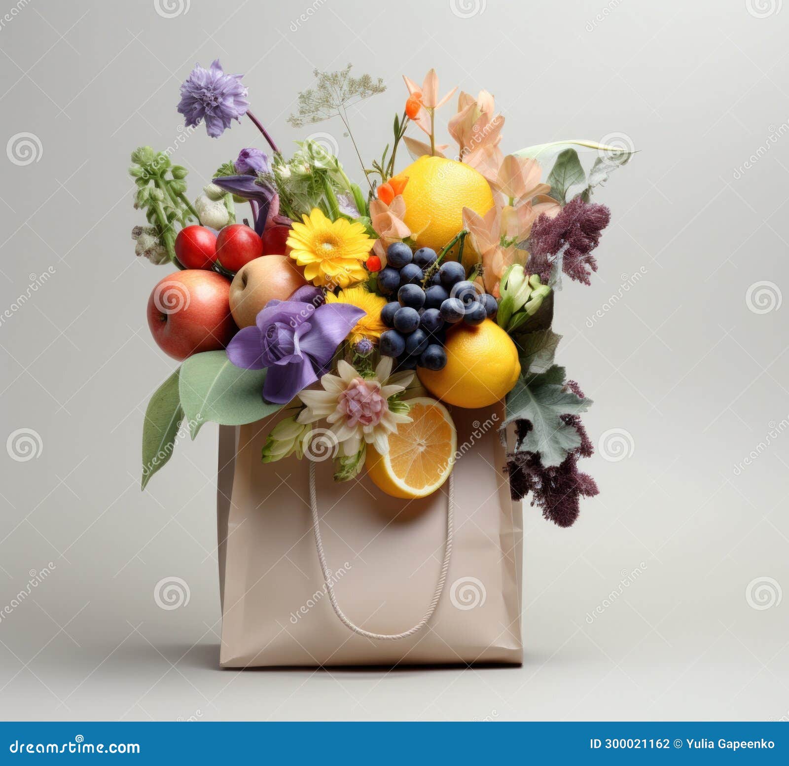 A Paper Bag Containing Fruit and Vegetables Stock Photo - Image of ...