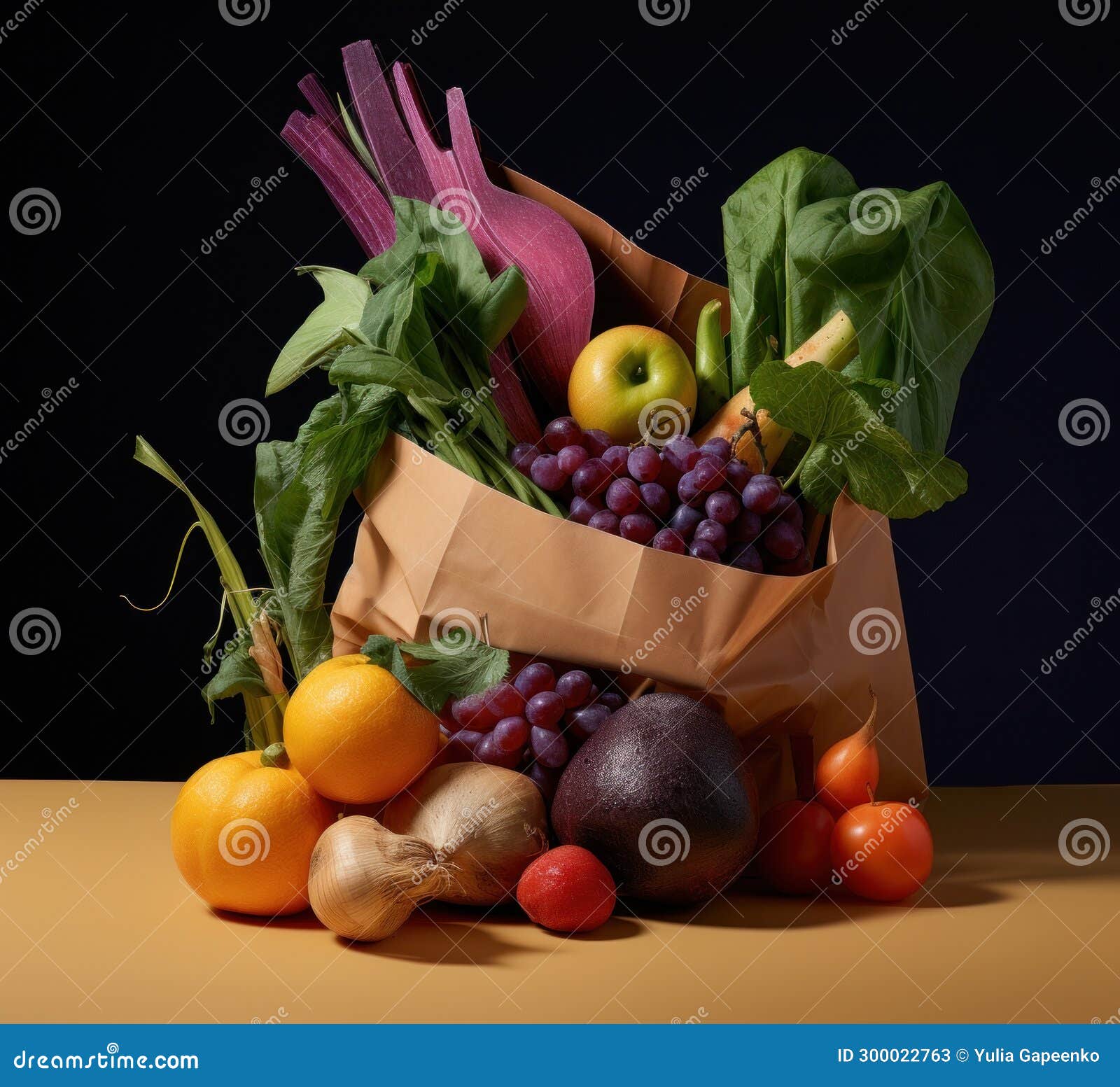 A Paper Bag Containing Fruit and Vegetables Stock Image - Image of ...