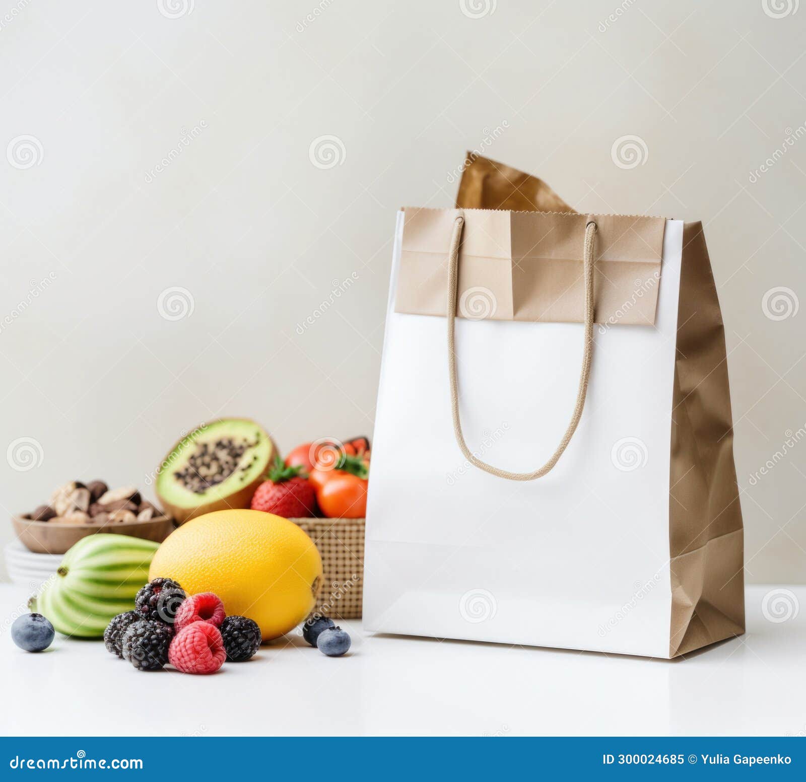 A Paper Bag Containing Fruit and Vegetables Stock Image - Image of ...