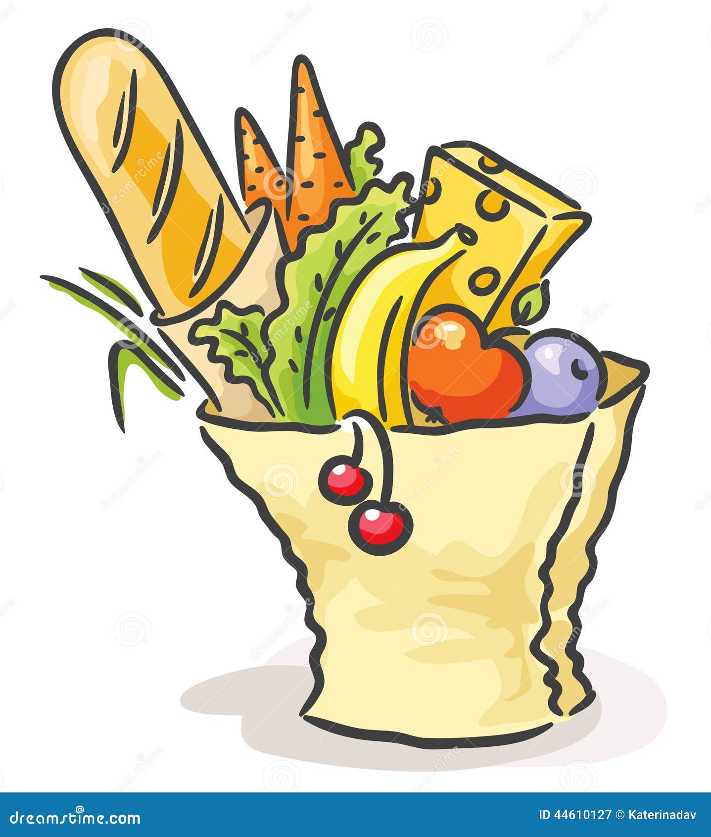 Paper Bag with Different Food Stock Vector - Illustration of ...