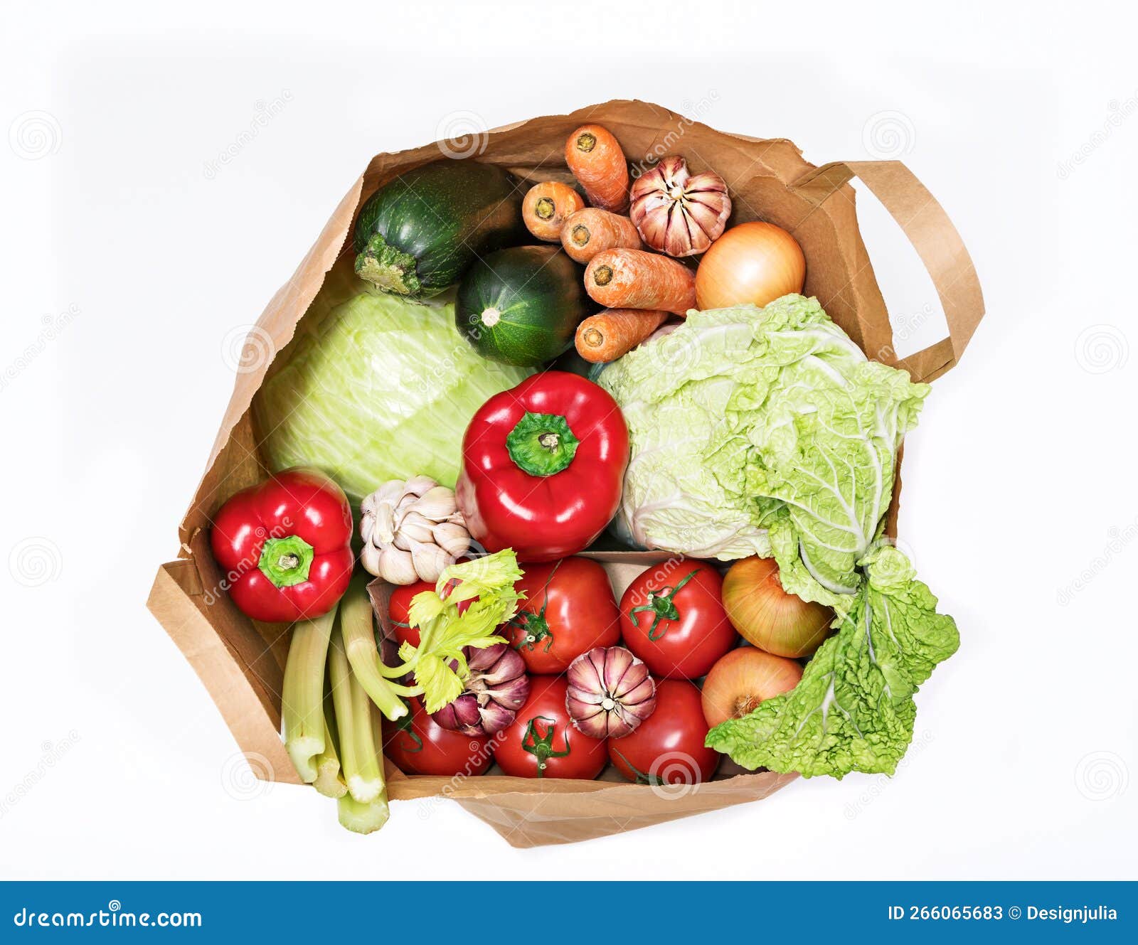 A Paper Bag Full of Different Types of Vegetables Stock Image - Image ...