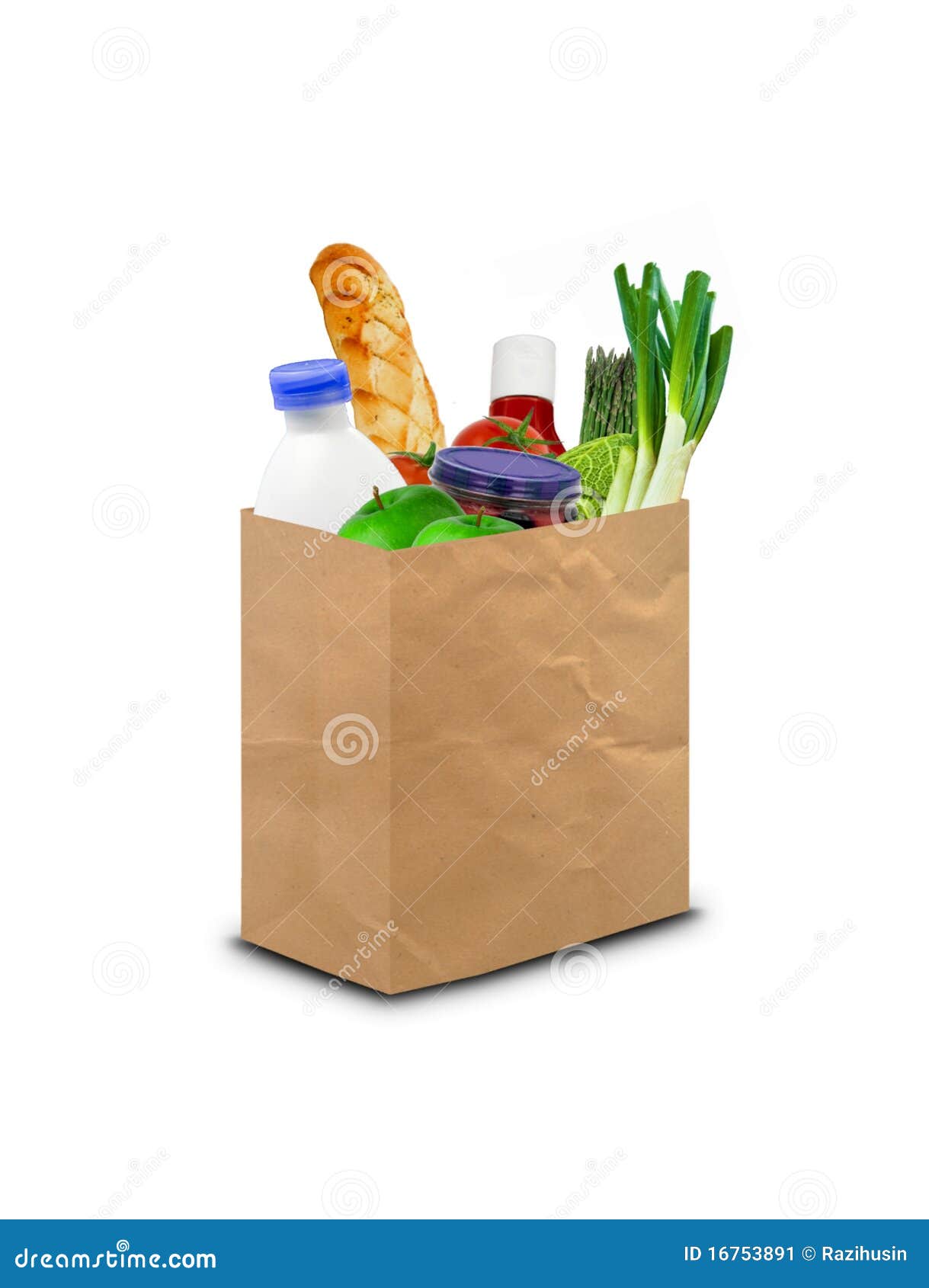 Paper Bag Full of Groceries Stock Image - Image of white, carrier: 16753891