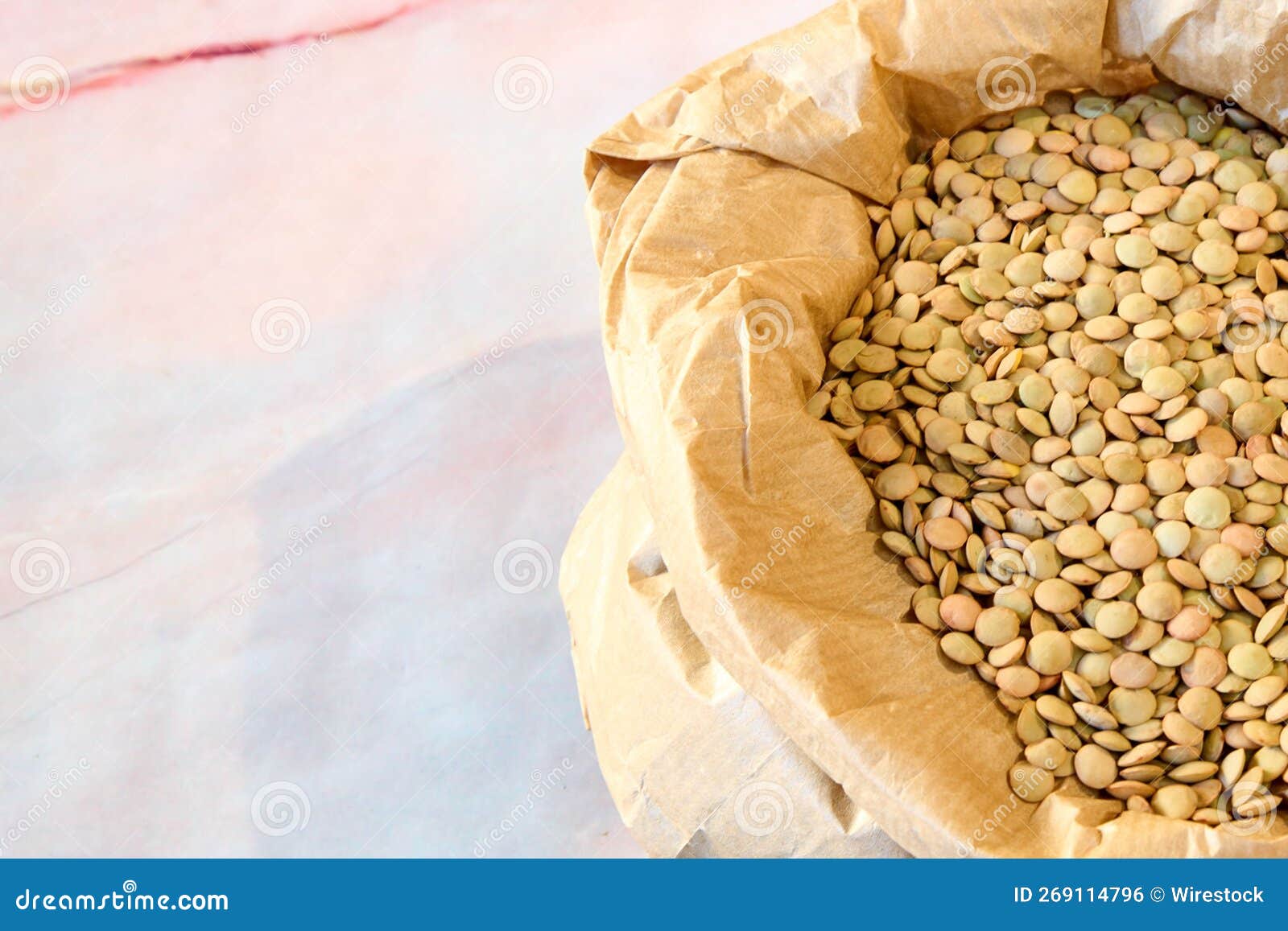 Paper Bag Full of Lentils Captured from Top View Stock Photo - Image of ...
