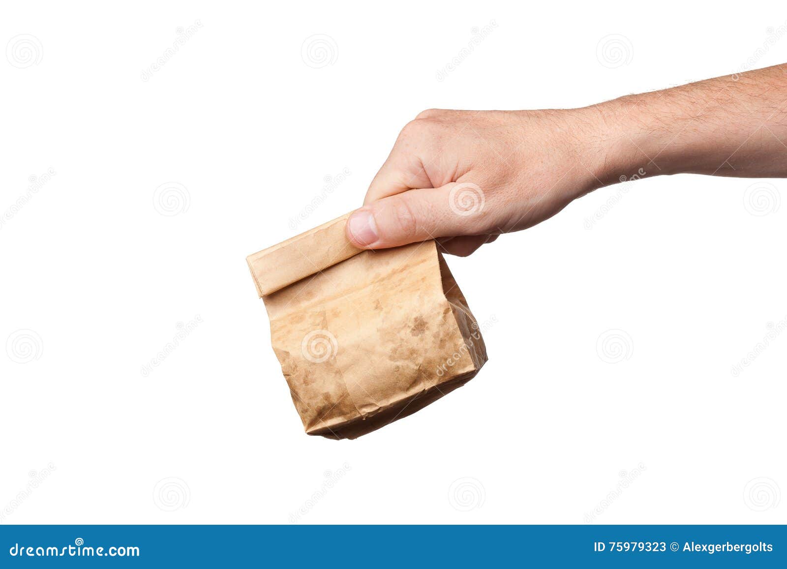 Paper Bag in Hand, Isolated on White Background Stock Image - Image of ...
