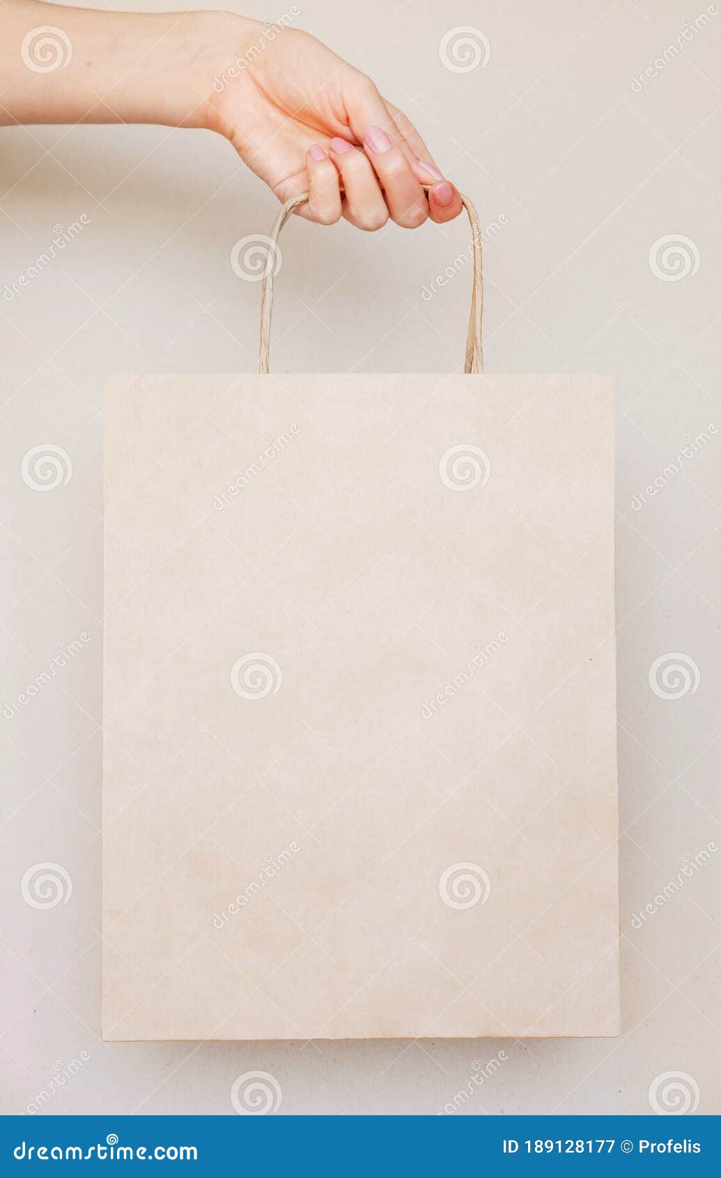 Paper Bag on Light Background. Mockup for Design Stock Image - Image of ...