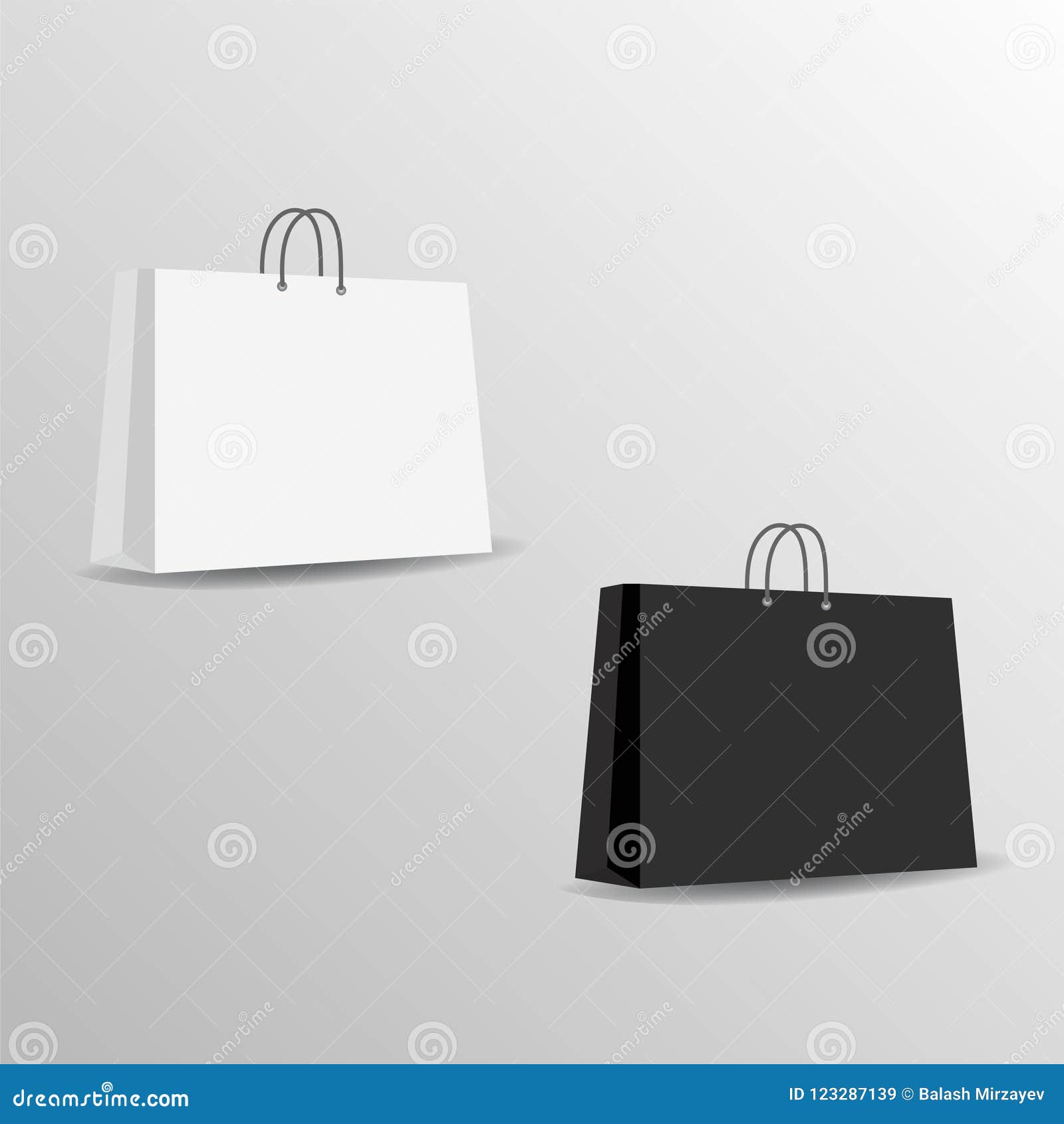 Paper Bag Mock Up Vector Template on White Background. Stock Vector ...