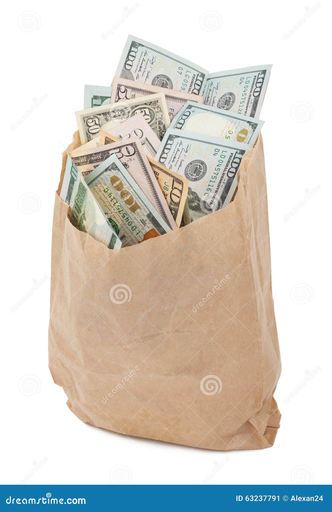 Paper bag with money stock image. Image of market, jackpot - 63237791