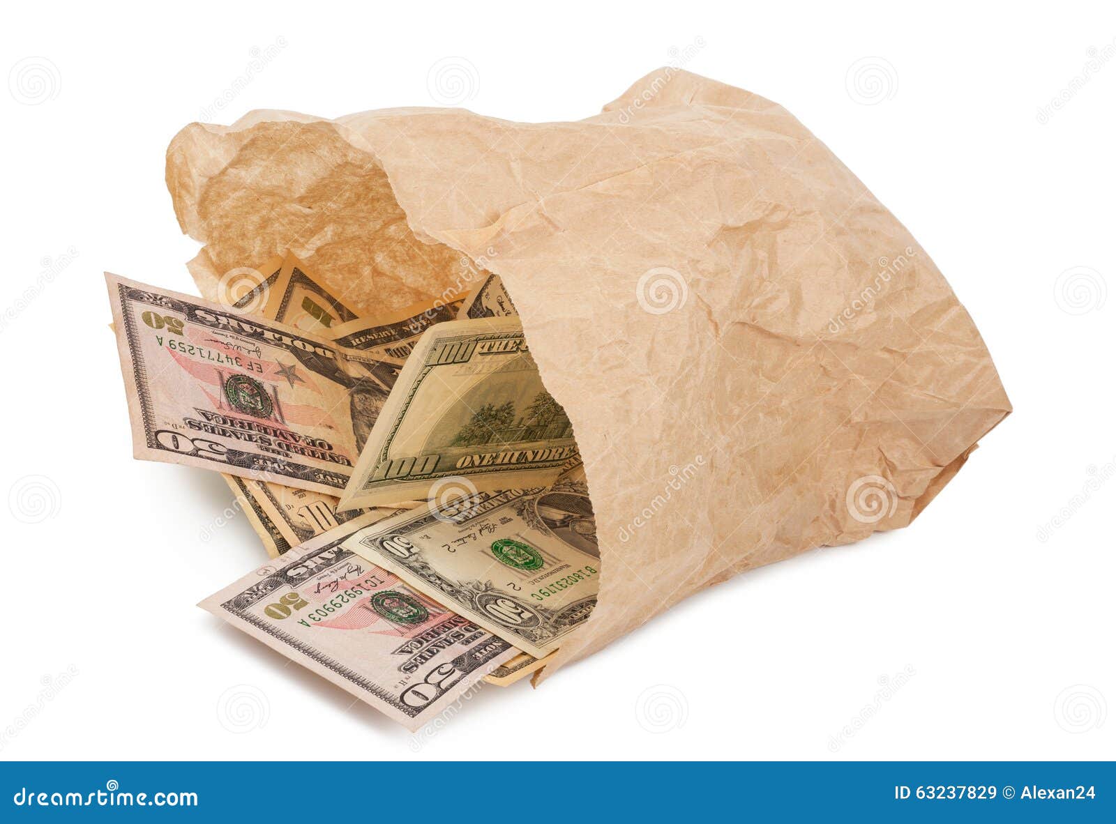 Paper bag with money stock image. Image of finance, bank - 63237829