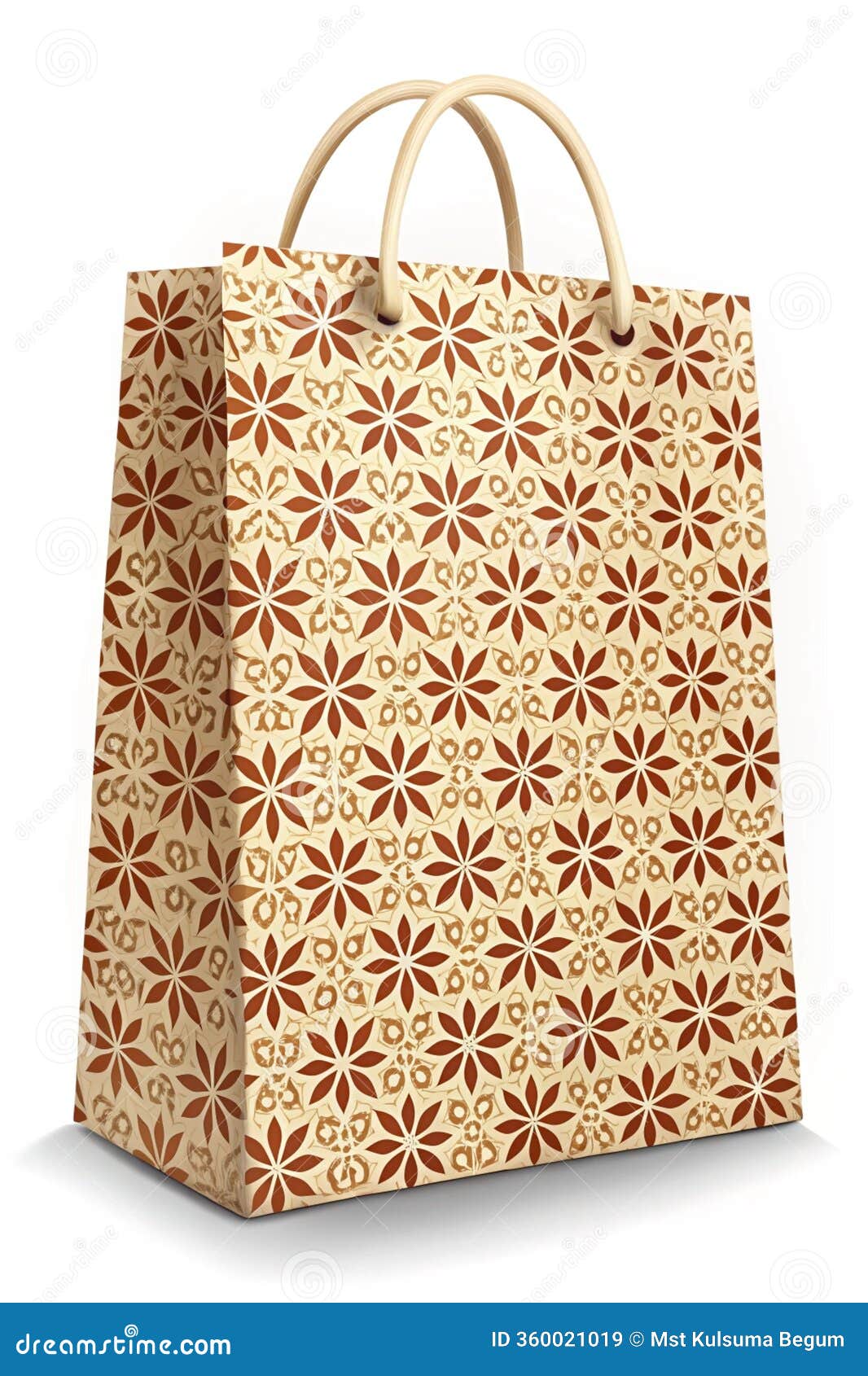 Paper Bag with Pattern Isolated on White Background Stock Illustration ...