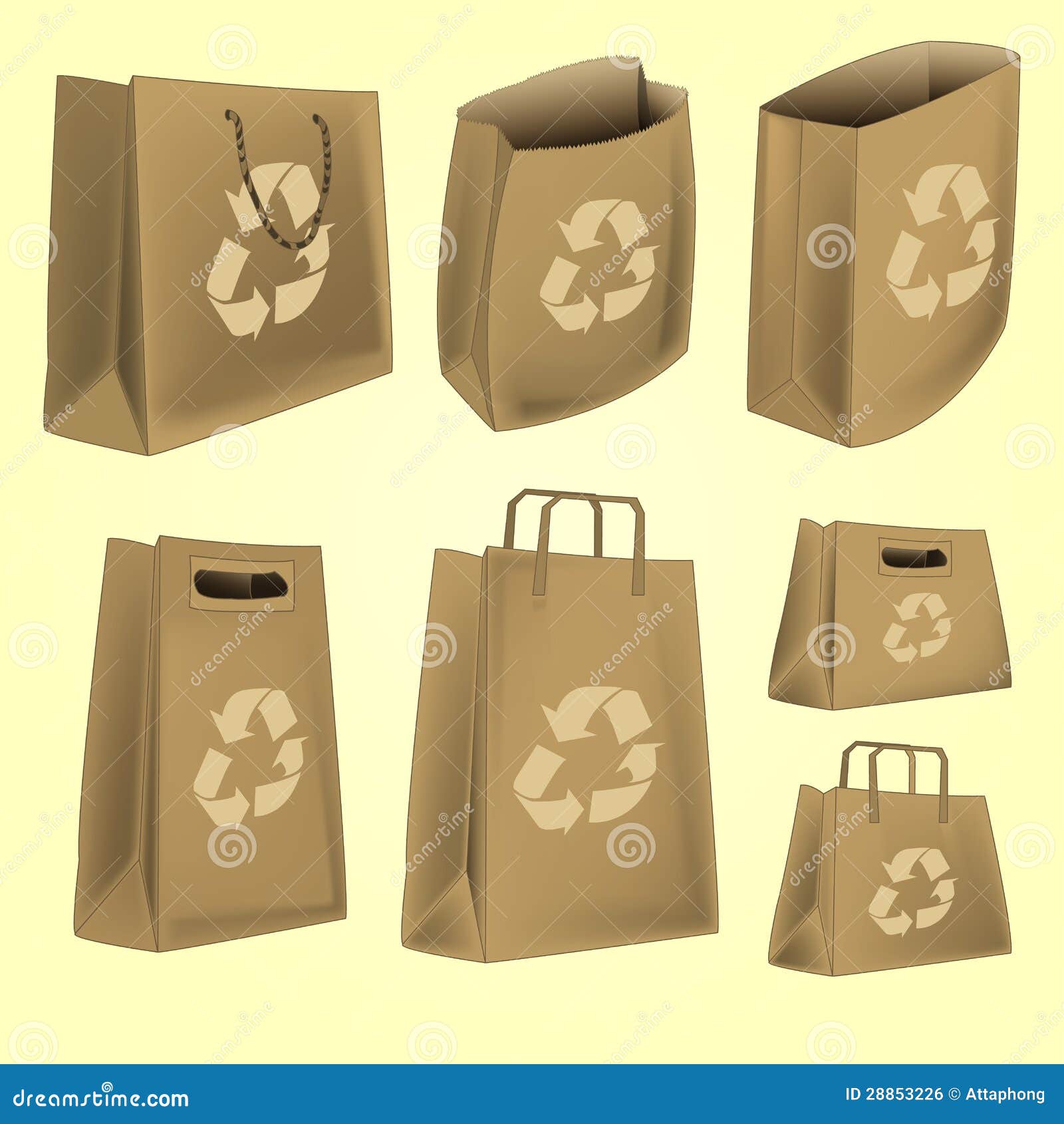 Paper Bag with Recycle Logo Vector Stock Vector - Illustration of ...