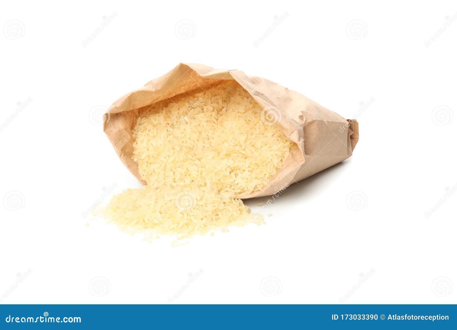 Paper Bag with Rice Isolated on White Stock Photo - Image of breakfast ...