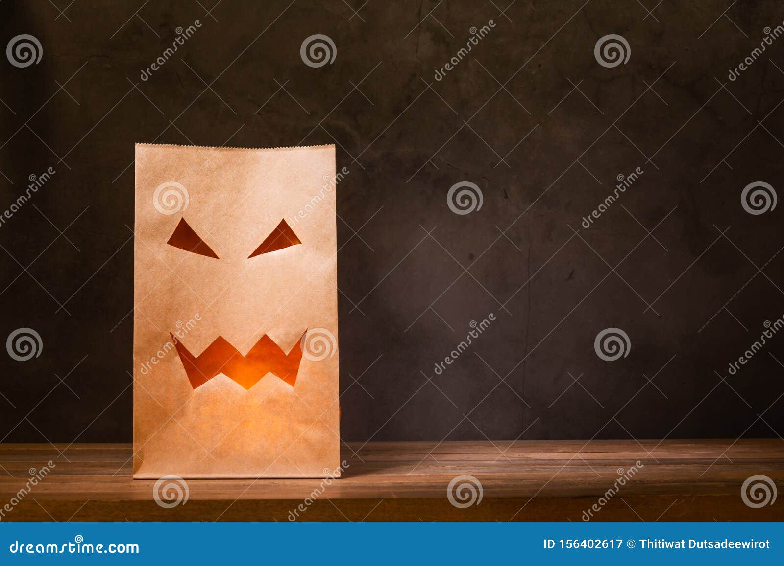 Paper bag with scary face stock image. Image of bright - 156402617