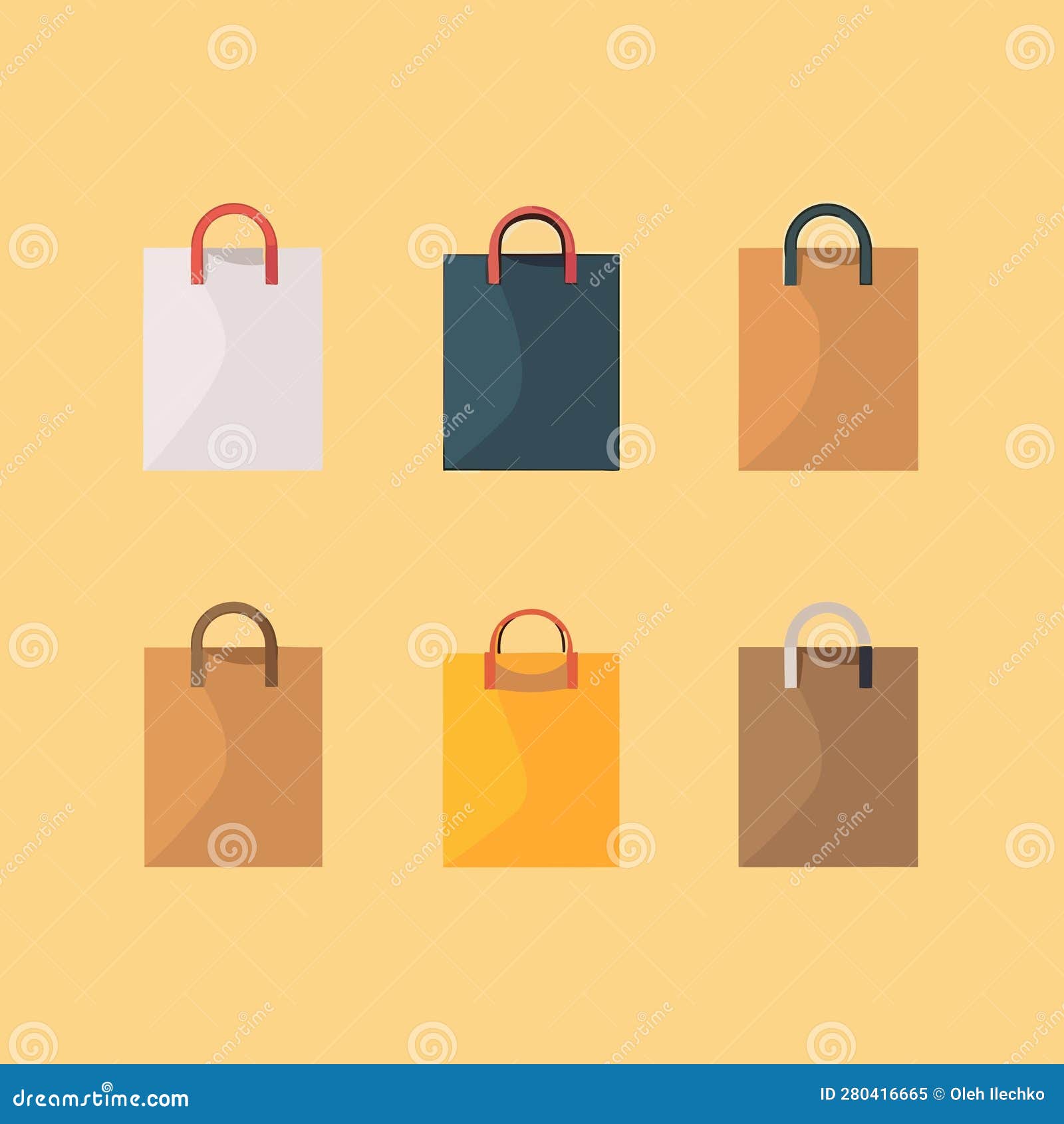 Paper Bag Set Vector Isolated Illustration Stock Vector - Illustration ...