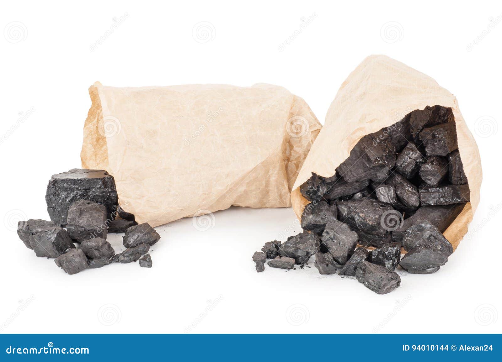 Paper bags with coal stock photo. Image of lump, nuggets - 94010144