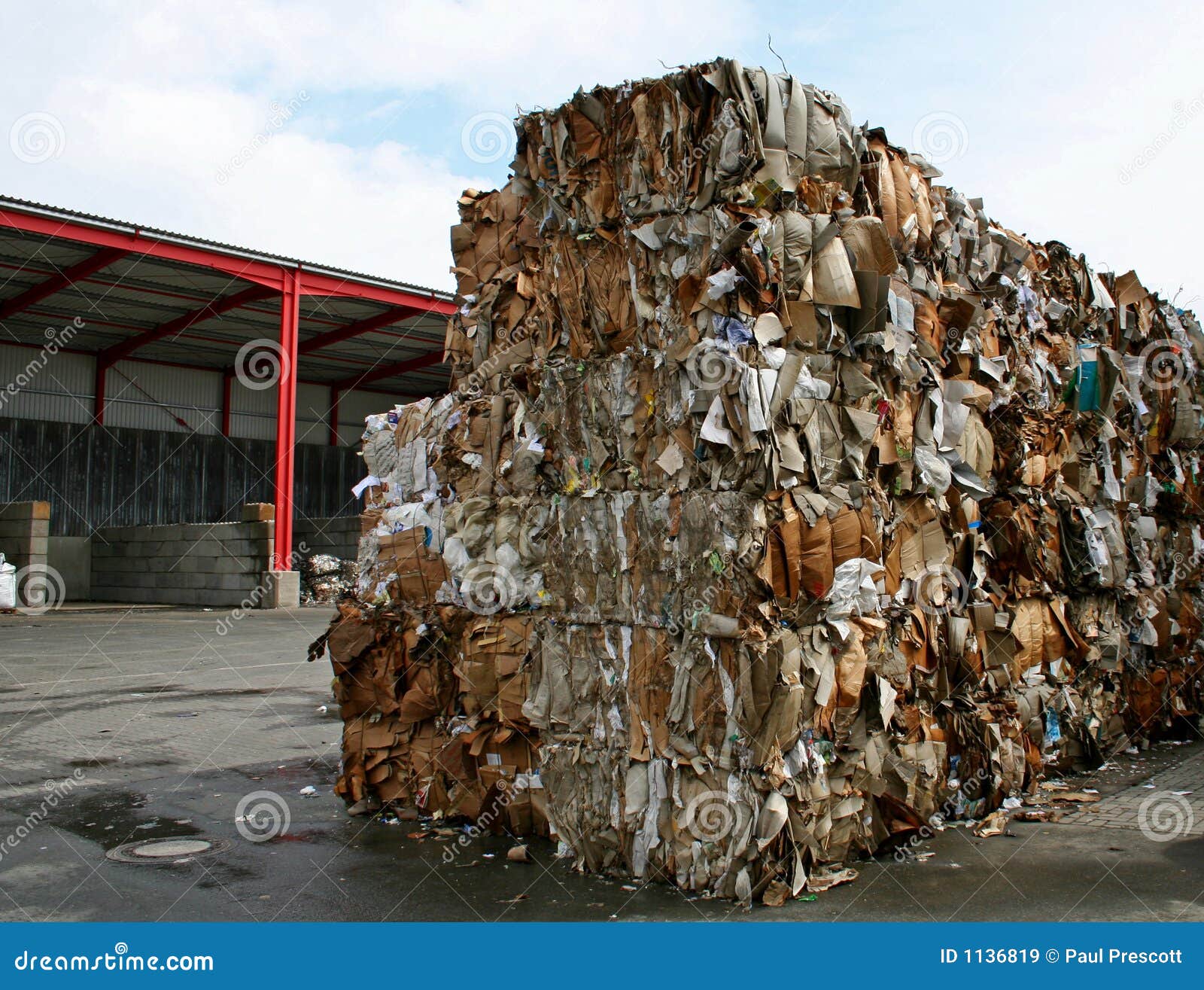Paper bales stock image. Image of industrial, pollution - 1136819