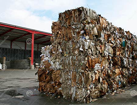 Paper bales stock image. Image of industrial, pollution - 1136819